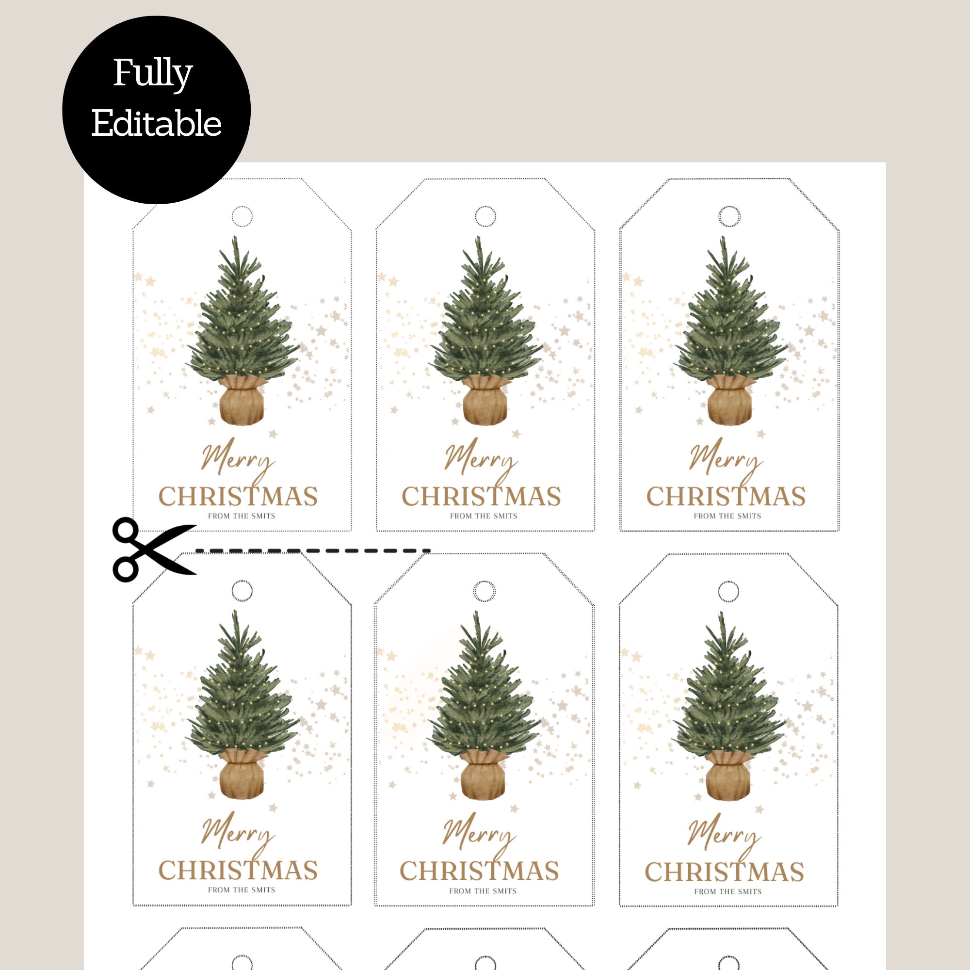 Merry Christmas Gift Tag Printable, Printable Christmas Gift Tag ...