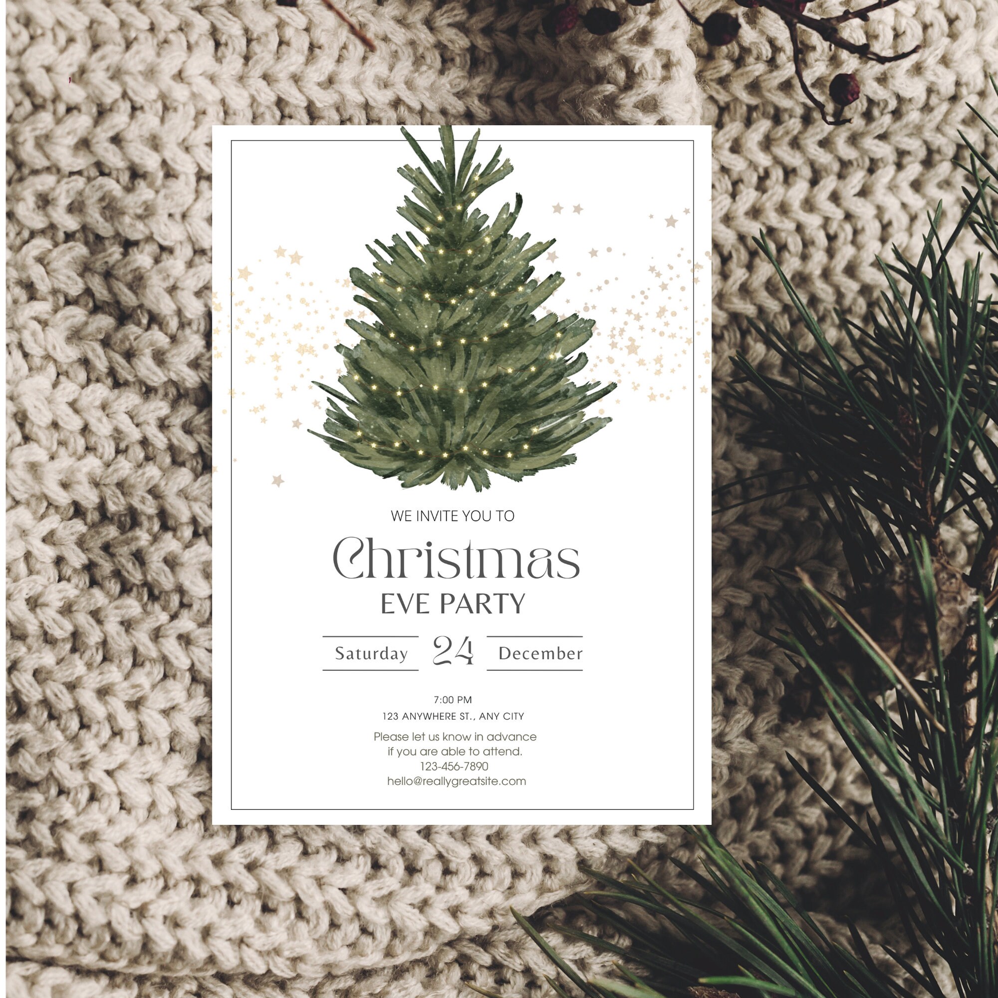 Christmas Party Invitation, Holiday Party Invitation Template, Editable ...