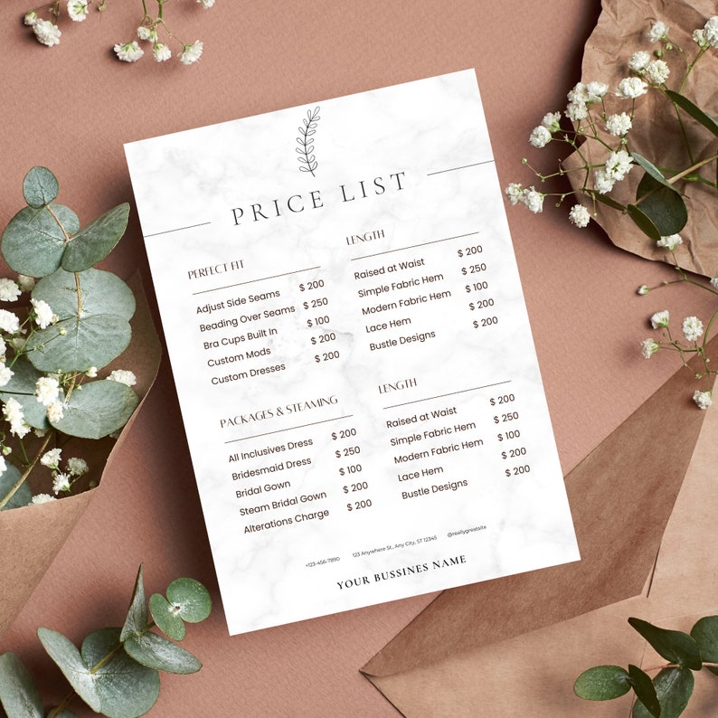 Editable Price List Template, Services Menu Template, DIY Print at Home ...