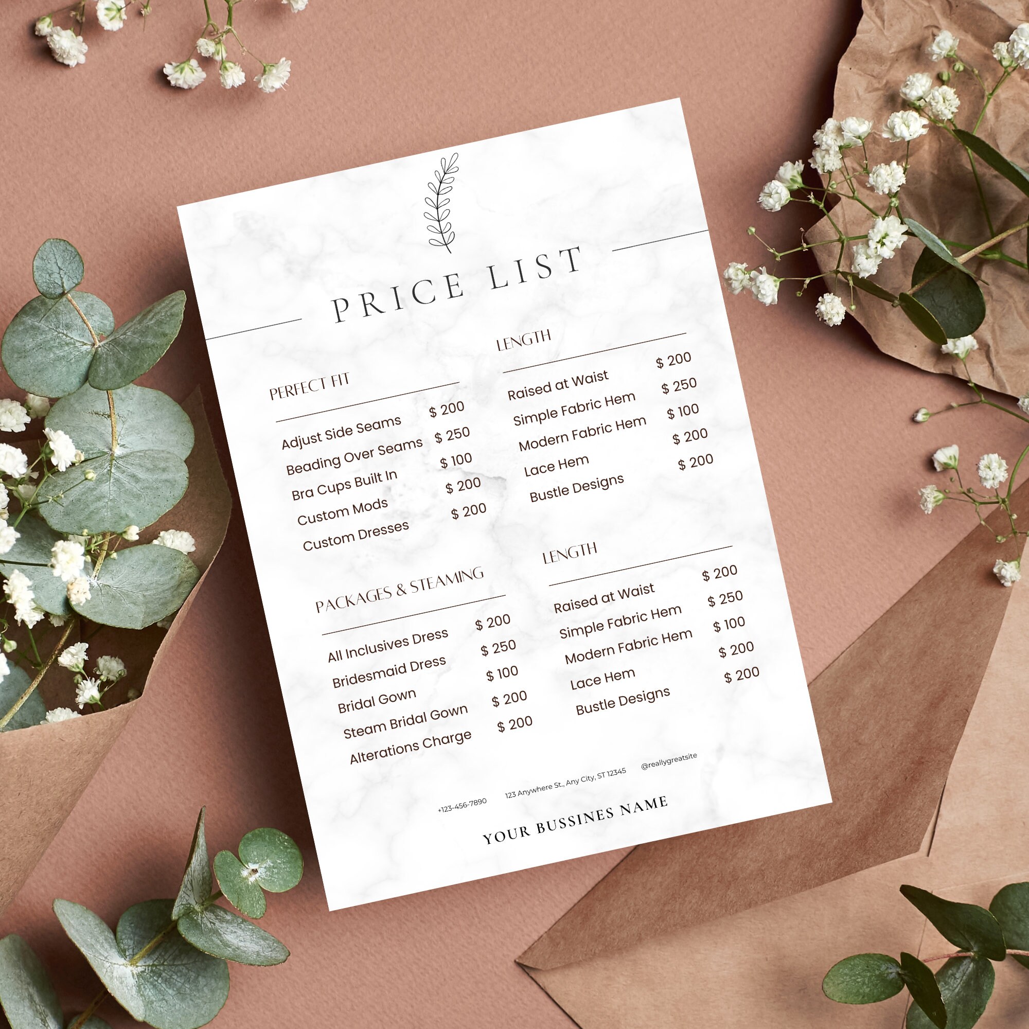 Editable Price List Template, Services Menu Template, DIY Print at Home ...