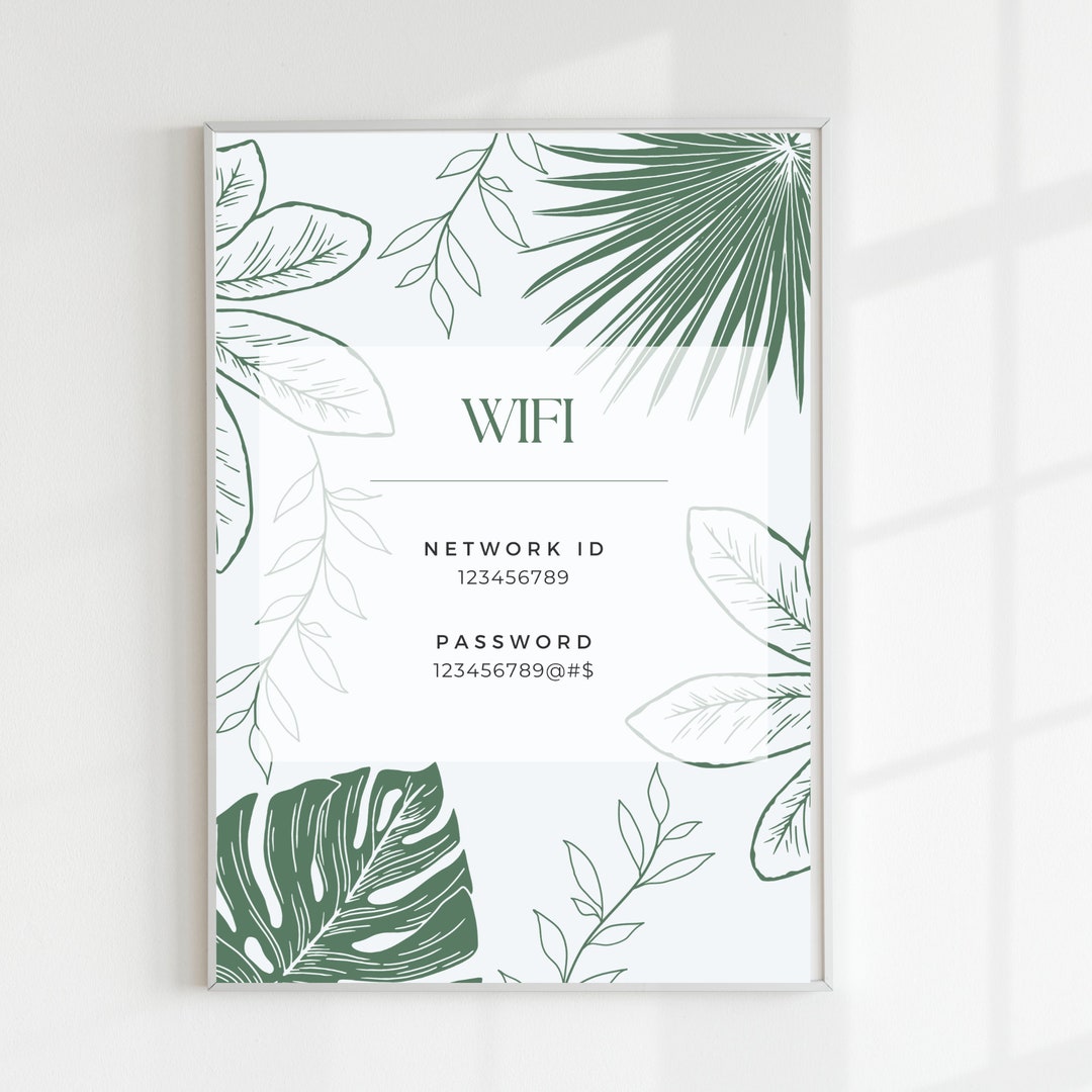 Wifi Password Sign, Printable Wifi PDF, Wifi Template, Airbnb Wifi Sign ...