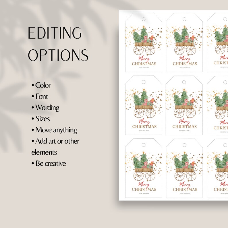 Merry Christmas Gift Tag Printable Printable Christmas Gift - Etsy