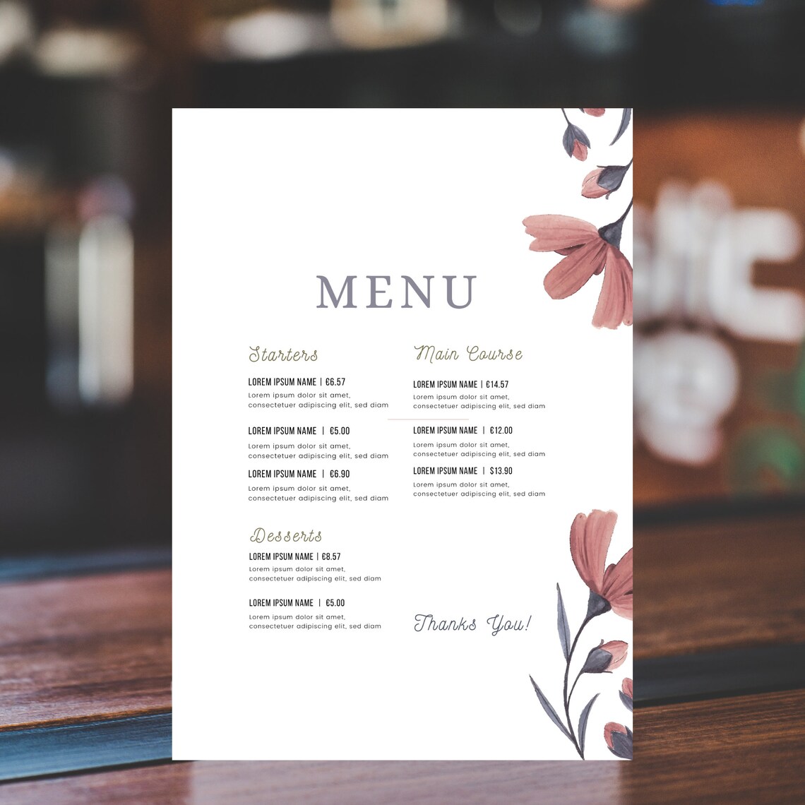 Modern Restaurant Menu Template Bundle, Editable Menu Template ...