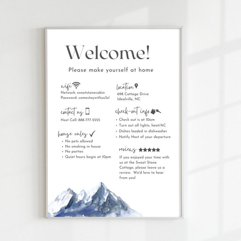 Welcome Sign for Airbnb Hosts, Vacation Rental Printable, Guest Arrival ...