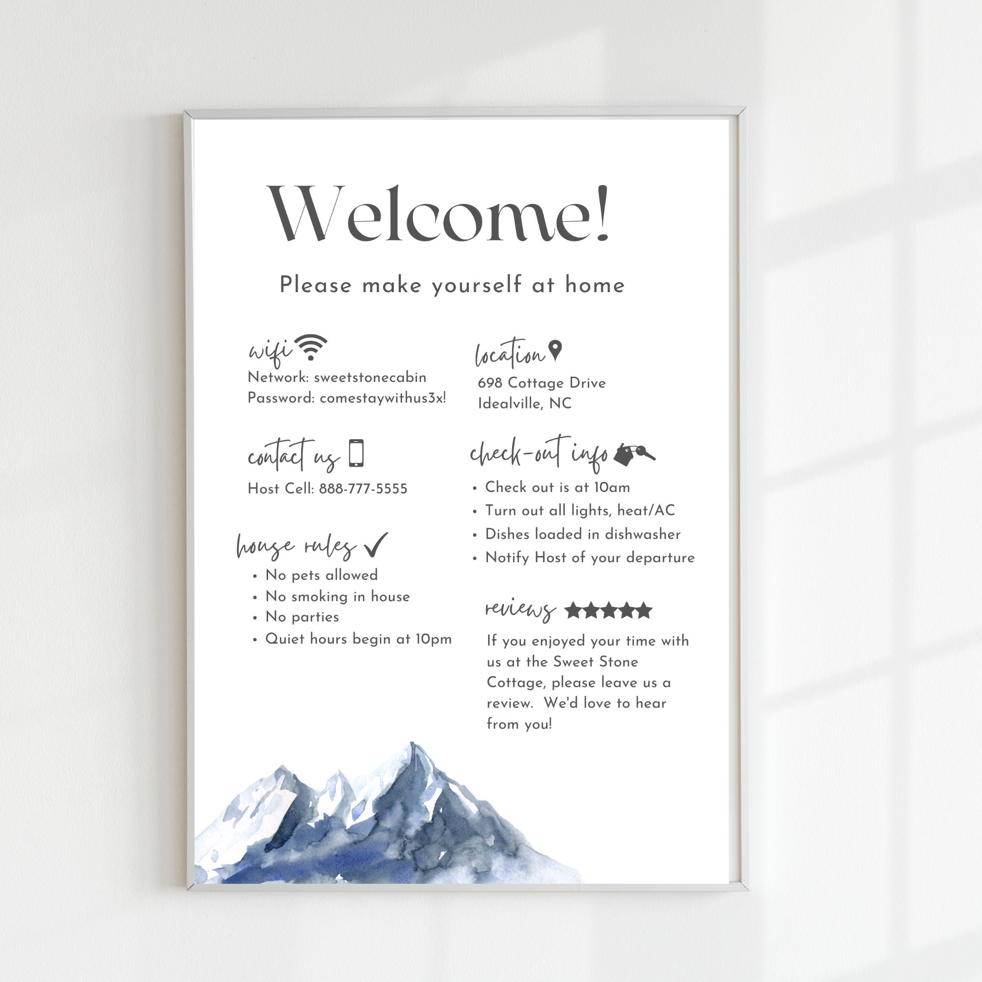 Welcome Sign for Airbnb Hosts, Vacation Rental Printable, Guest Arrival ...