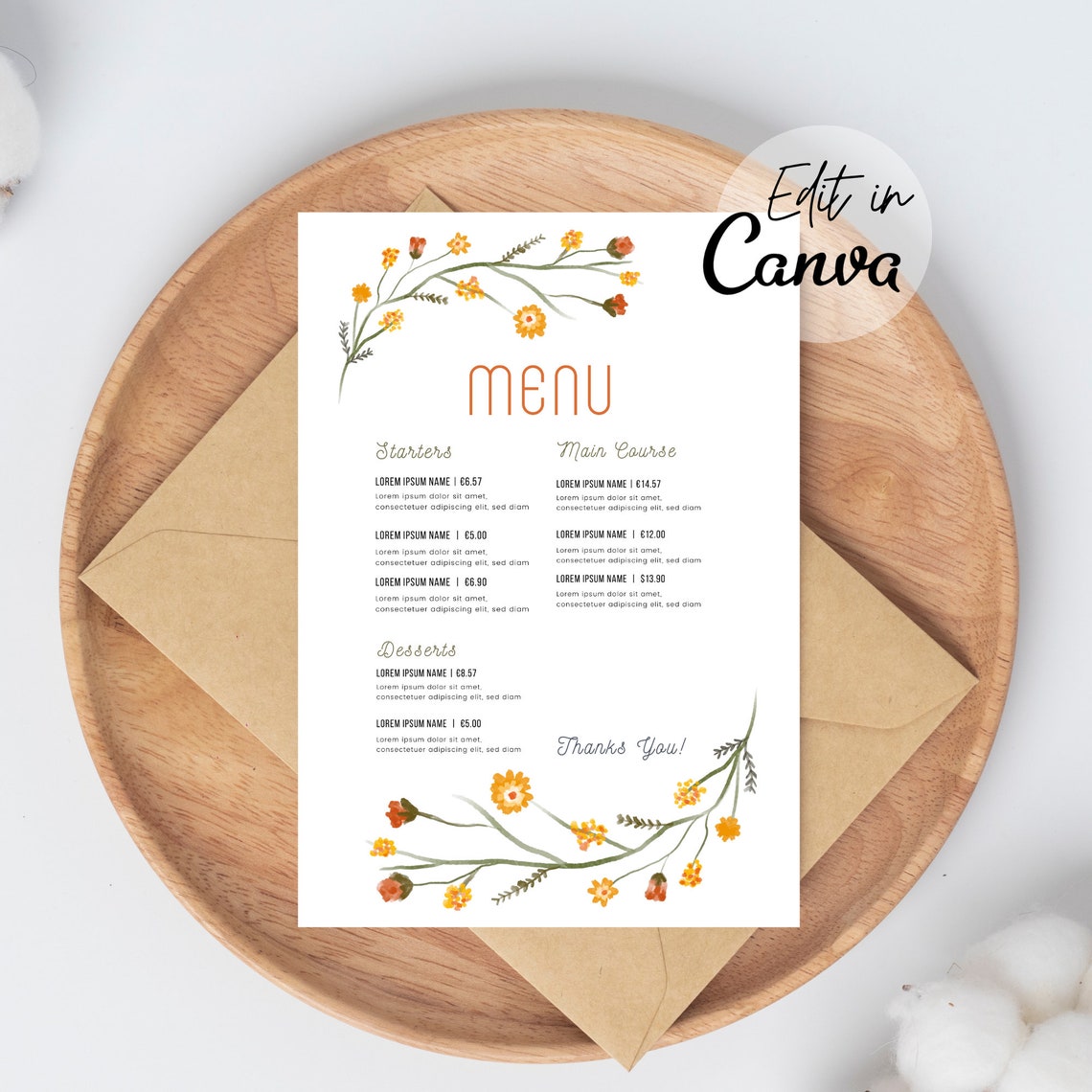 Modern Restaurant Menu Template Bundle, Editable Menu Template ...