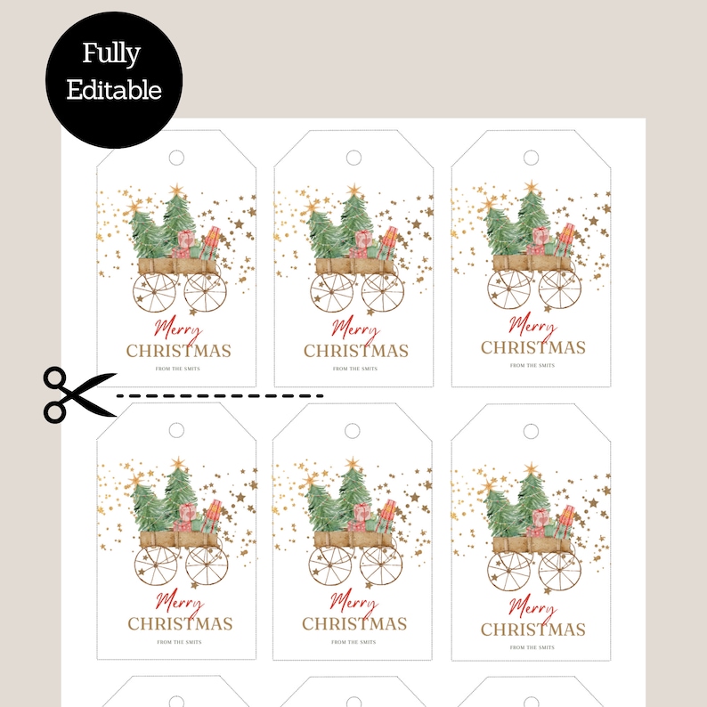 Merry Christmas Gift Tag Printable Printable Christmas Gift - Etsy