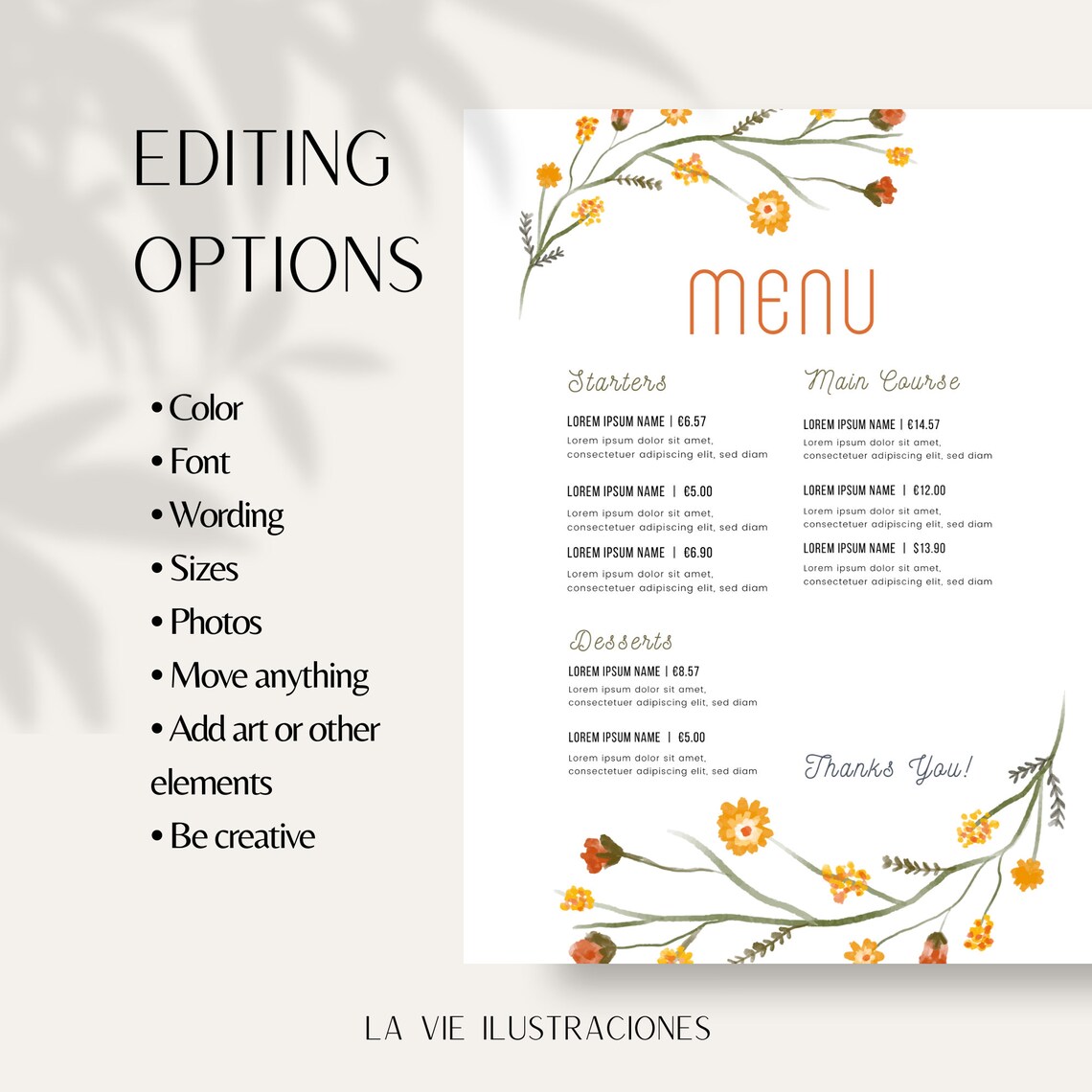 Modern Restaurant Menu Template Bundle, Editable Menu Template ...