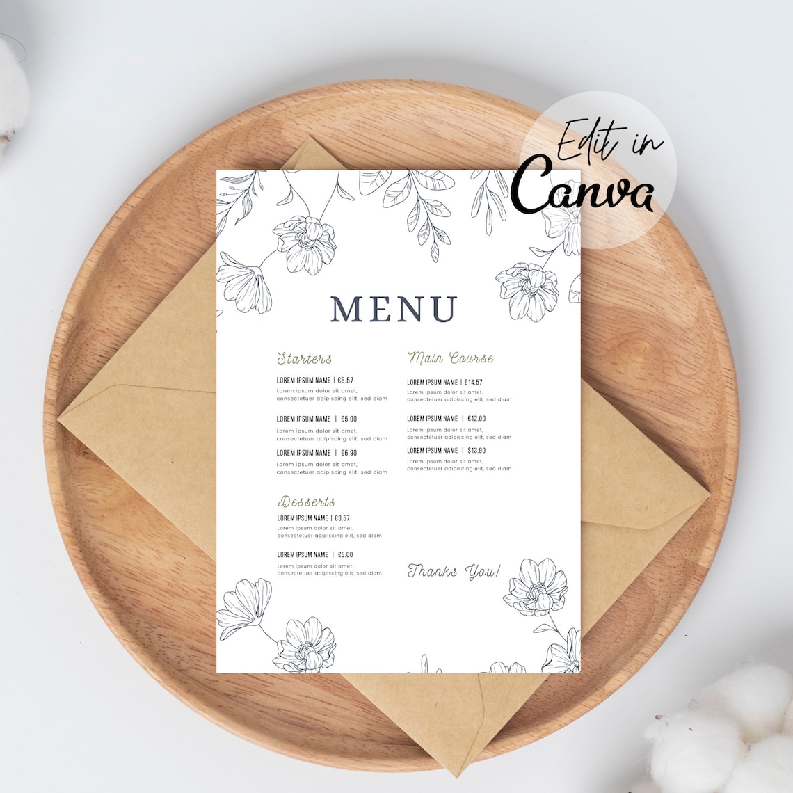 Modern Restaurant Menu Template Bundle, Editable Menu Template ...