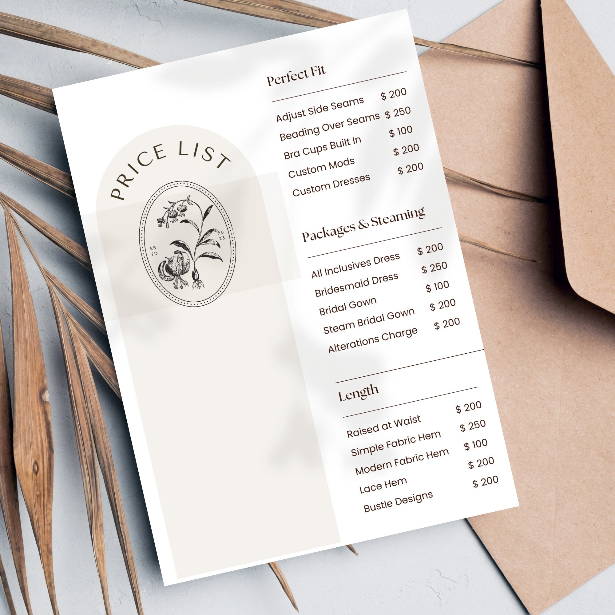 Editable Price List Template, Services Menu Template, DIY Print at Home ...
