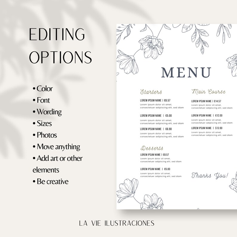 Modern Restaurant Menu Template Bundle, Editable Menu Template ...