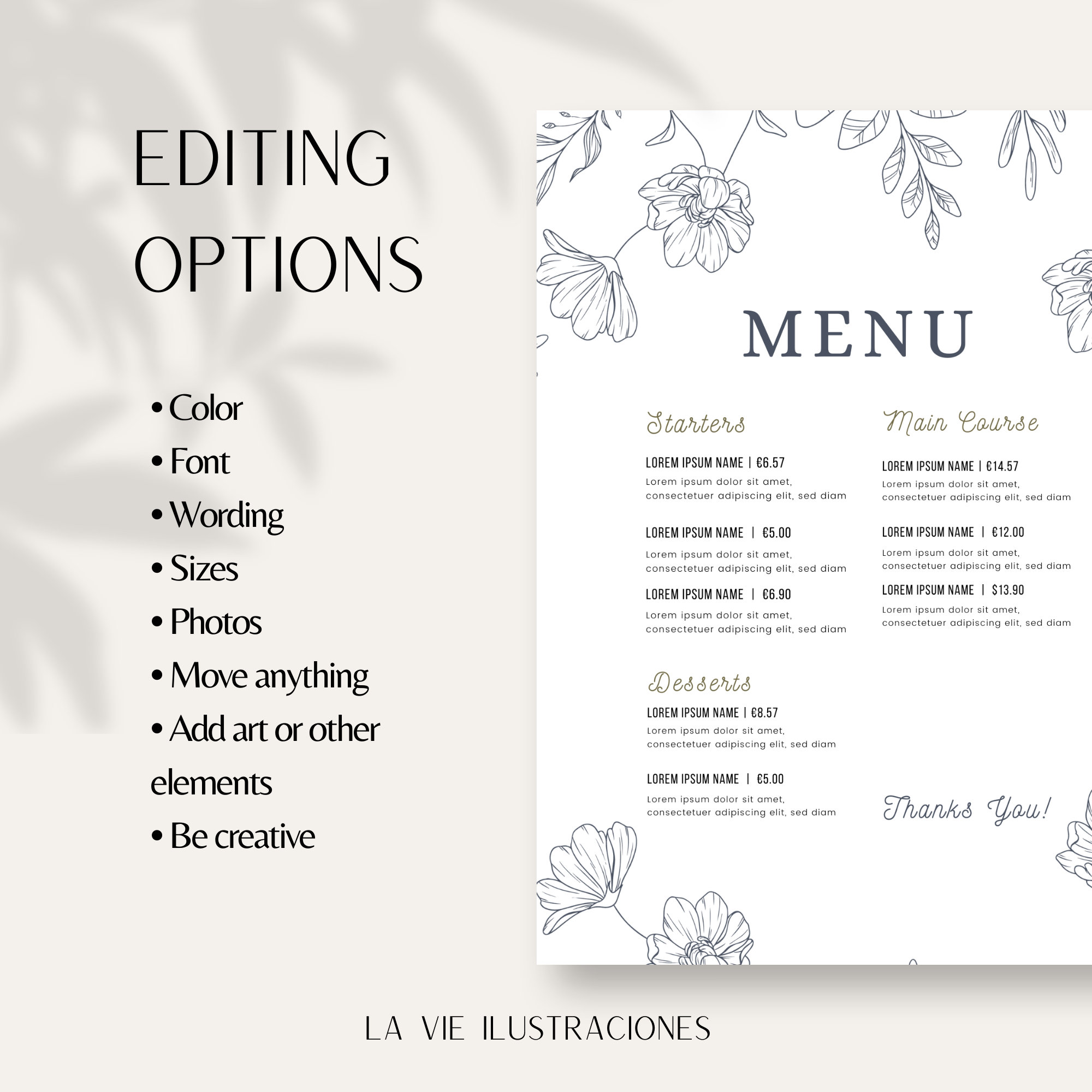 Modern Restaurant Menu Template Bundle, Editable Menu Template ...