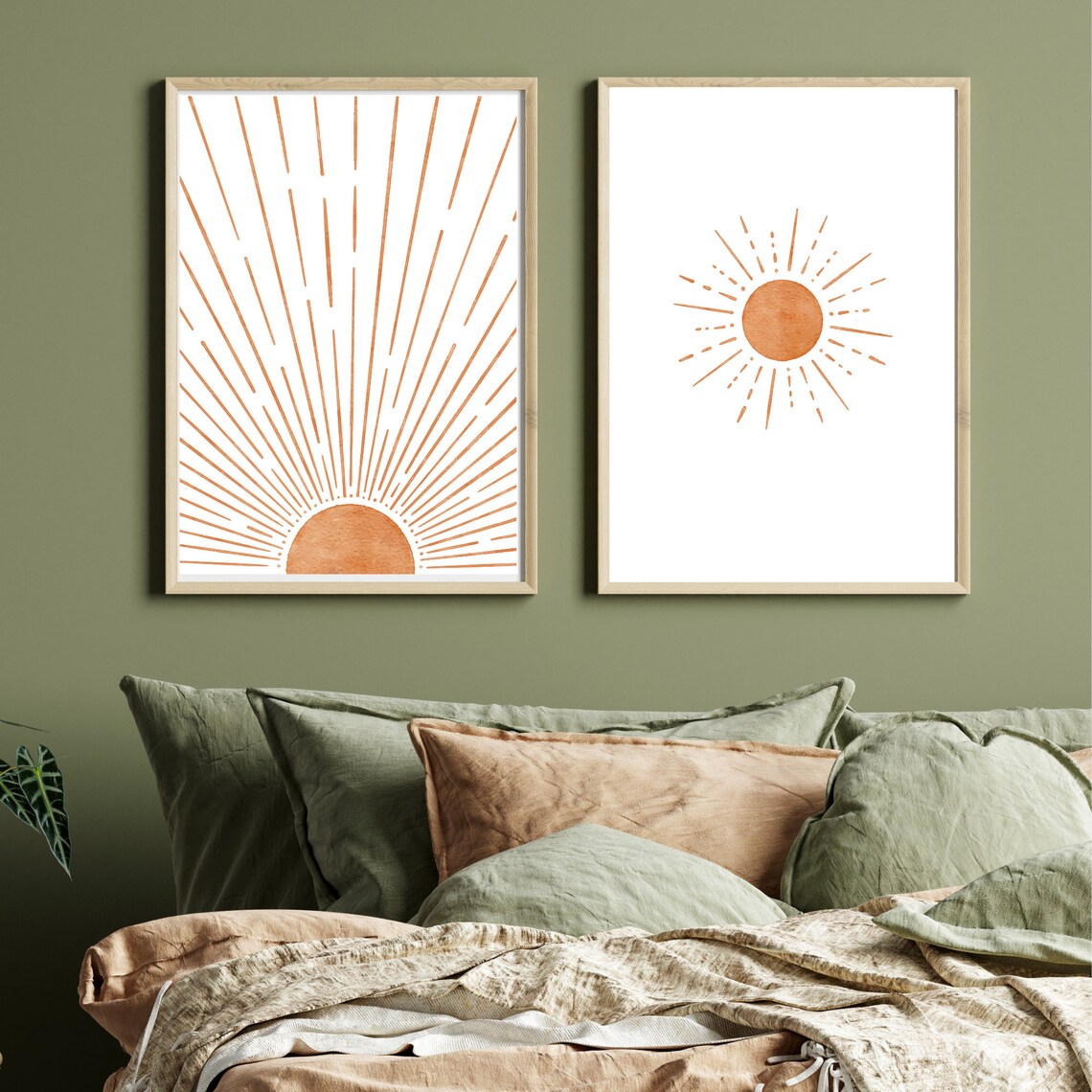Boho Simple Wall Art Decor Printable Boho Sun and Rainbow Wall Art ...