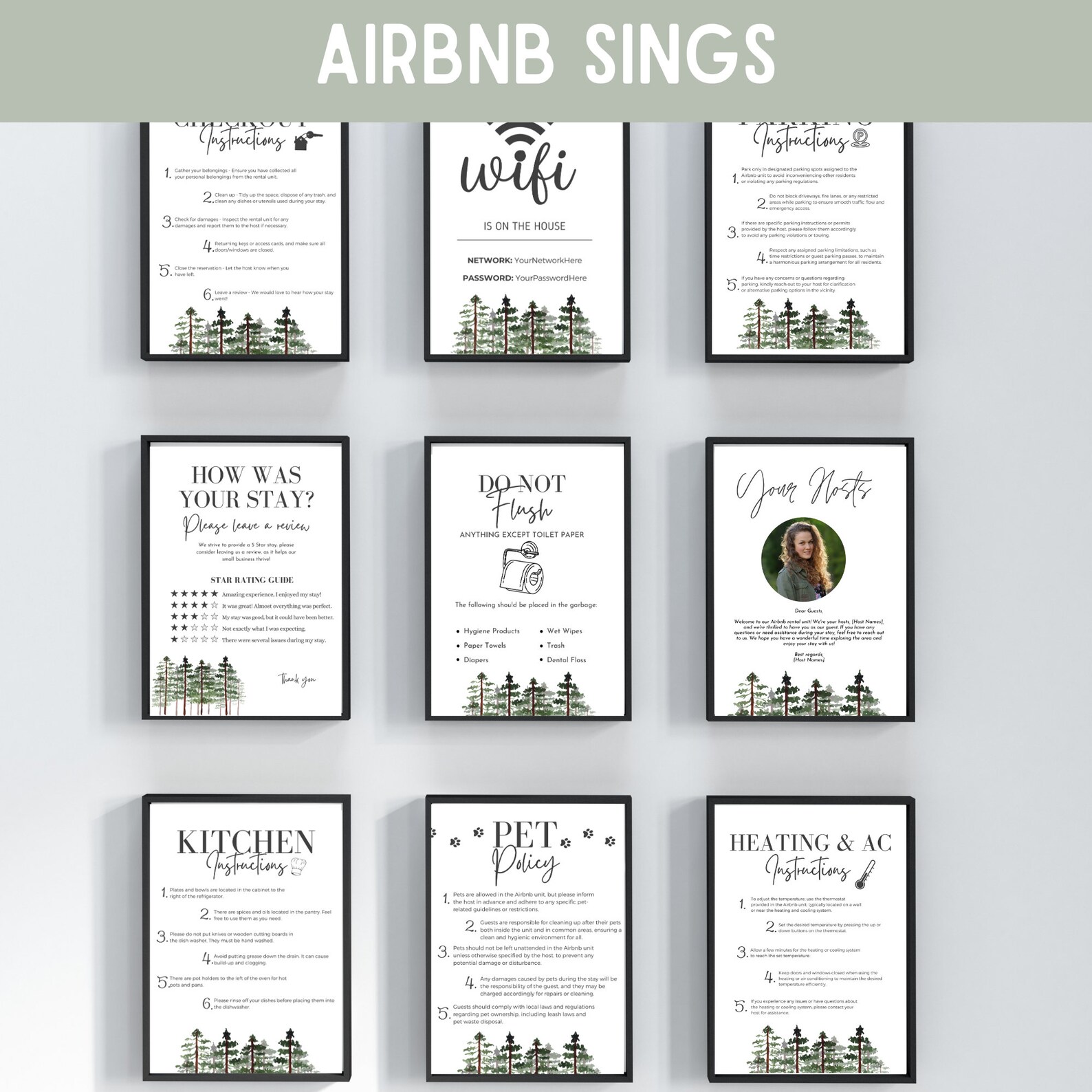 Airbnb Host Template Bundle, Airbnb Sign Bundle, Airbnb Welcome Book ...
