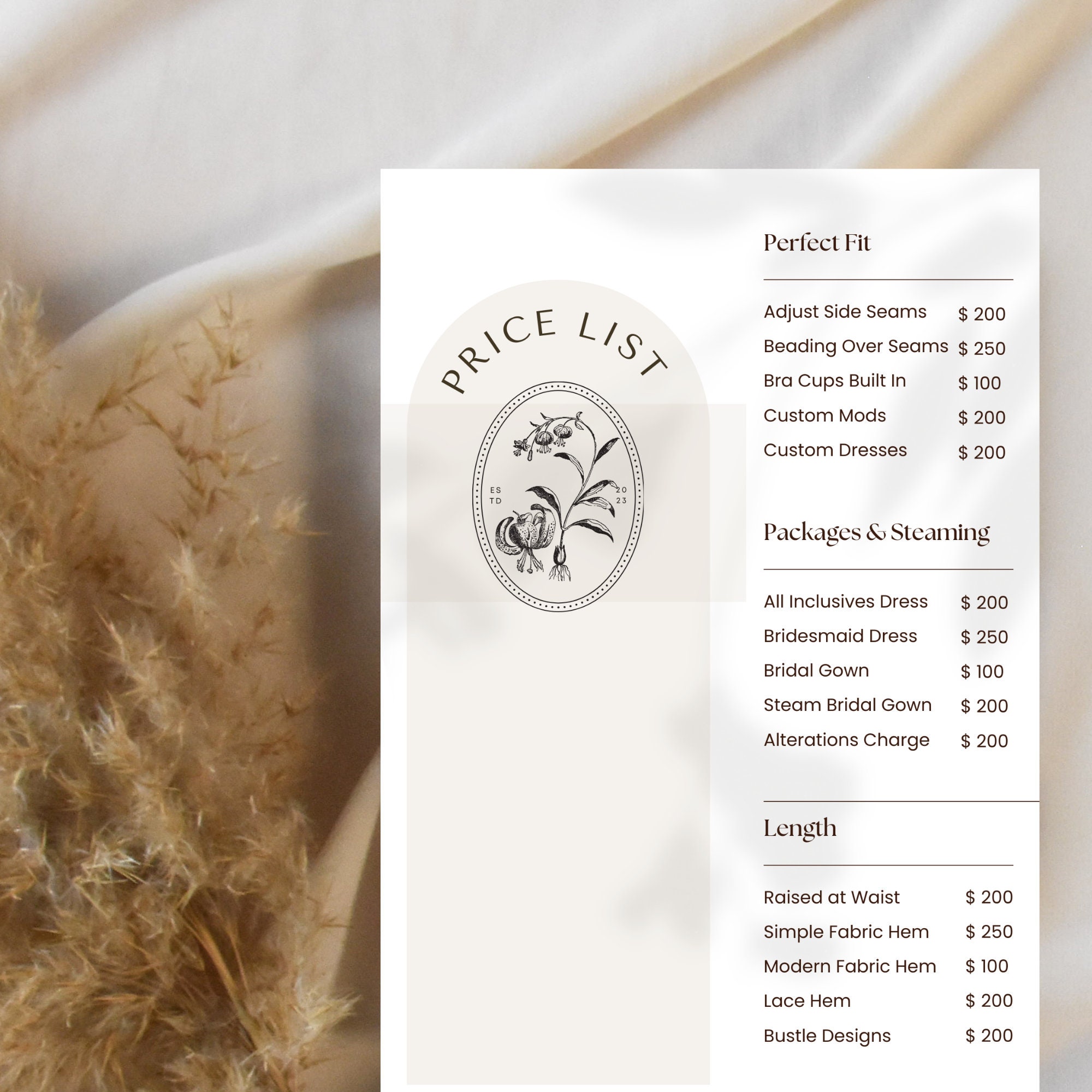 Editable Price List Template, Services Menu Template, DIY Print at Home ...