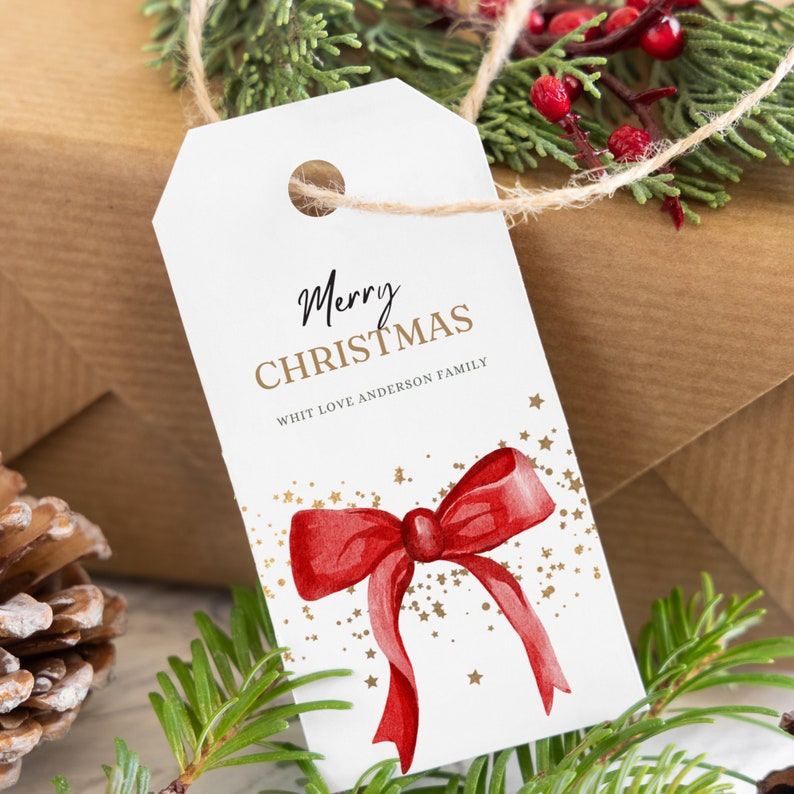 Merry Christmas Gift Tag Printable, Printable Christmas Gift Tag ...