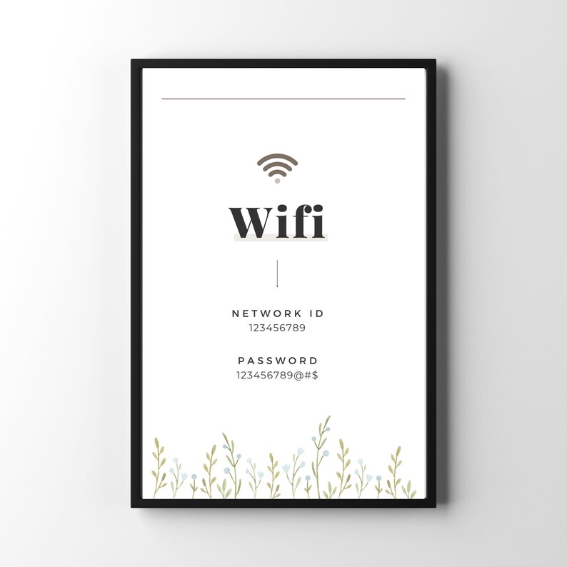 Wifi Password Sign, Printable Wifi PDF, Wifi Template, Airbnb Wifi Sign, Editable Wifi Print ...