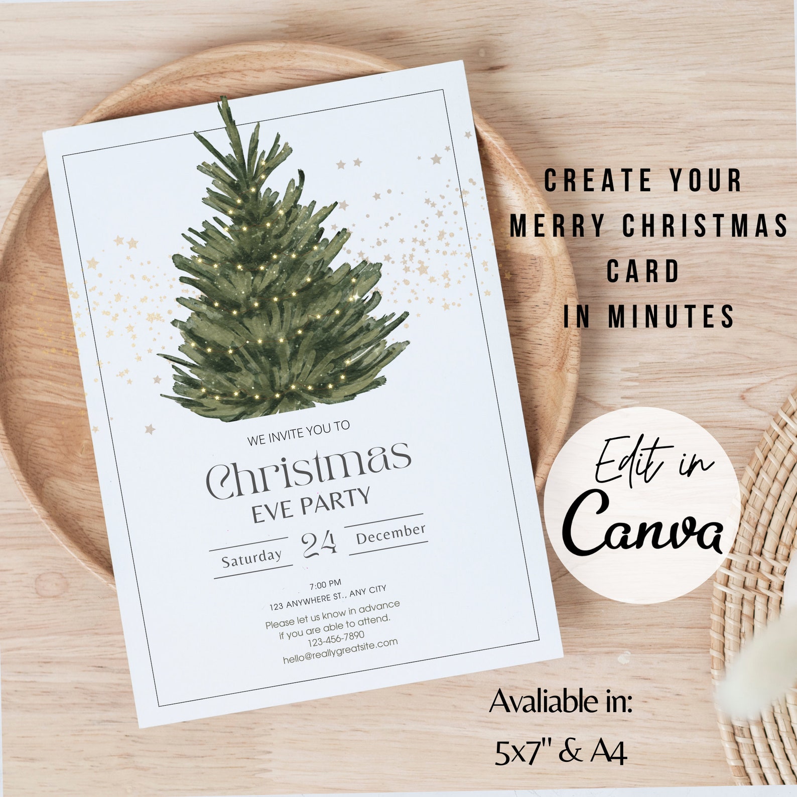 Christmas Party Invitation, Holiday Party Invitation Template, Editable ...