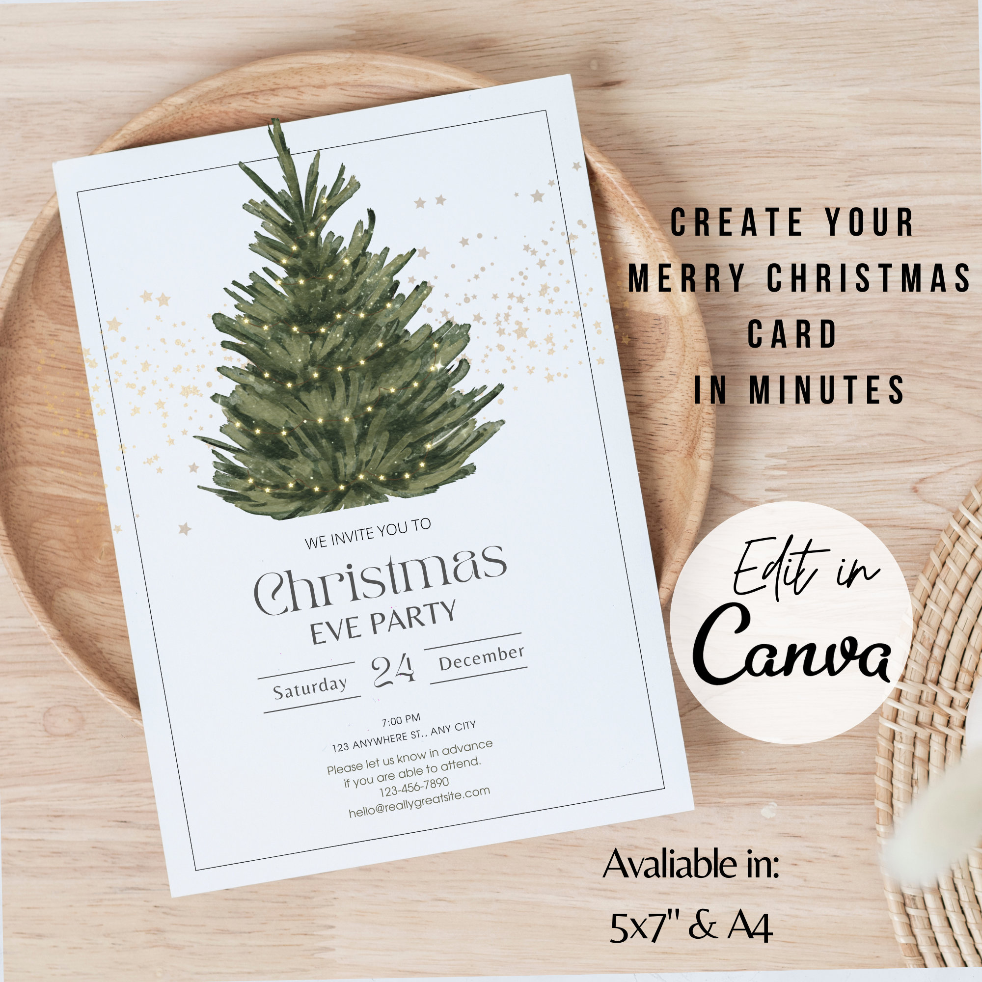 Christmas Party Invitation, Holiday Party Invitation Template, Editable ...