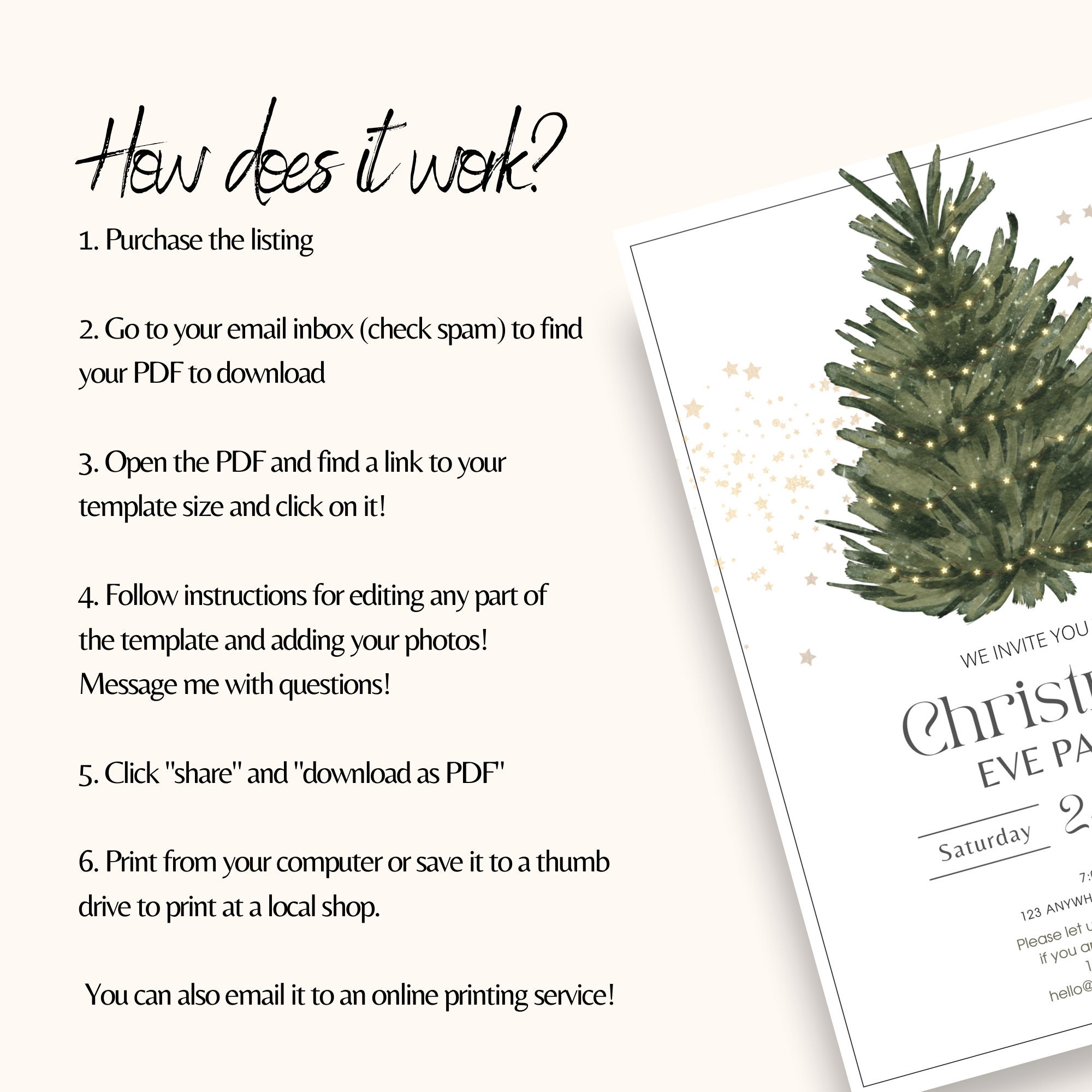 Christmas Party Invitation, Holiday Party Invitation Template, Editable ...