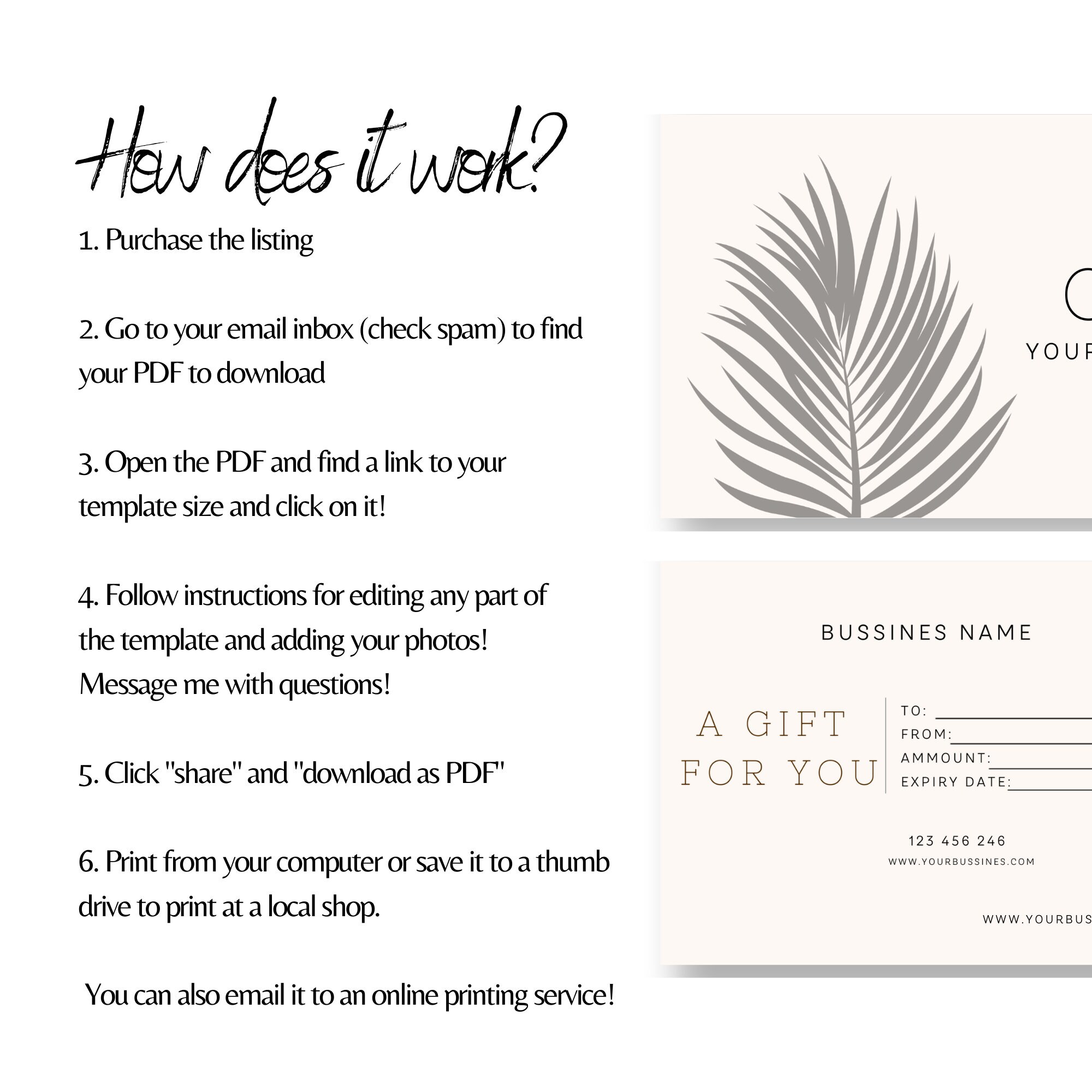 Editable Gift Certificate Template, Modern Gift Certificate, Editable ...