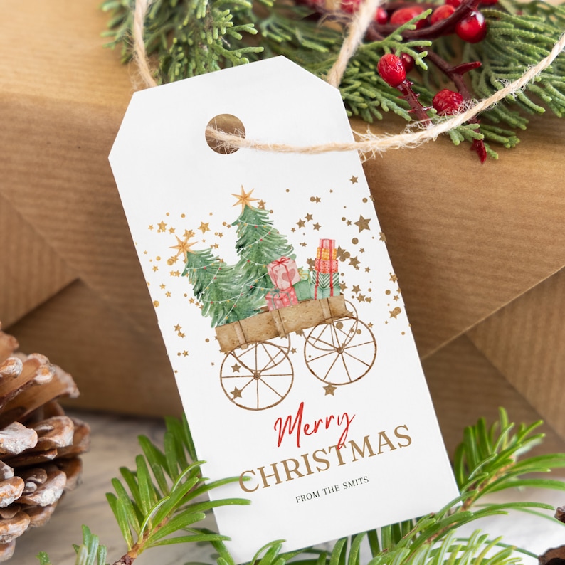 Merry Christmas Gift Tag Printable Printable Christmas Gift - Etsy