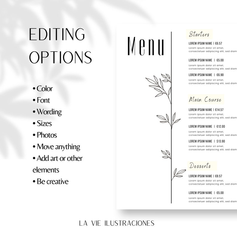 Minimal Restaurant Menu Canva Template, Editable Restaurant Menu ...