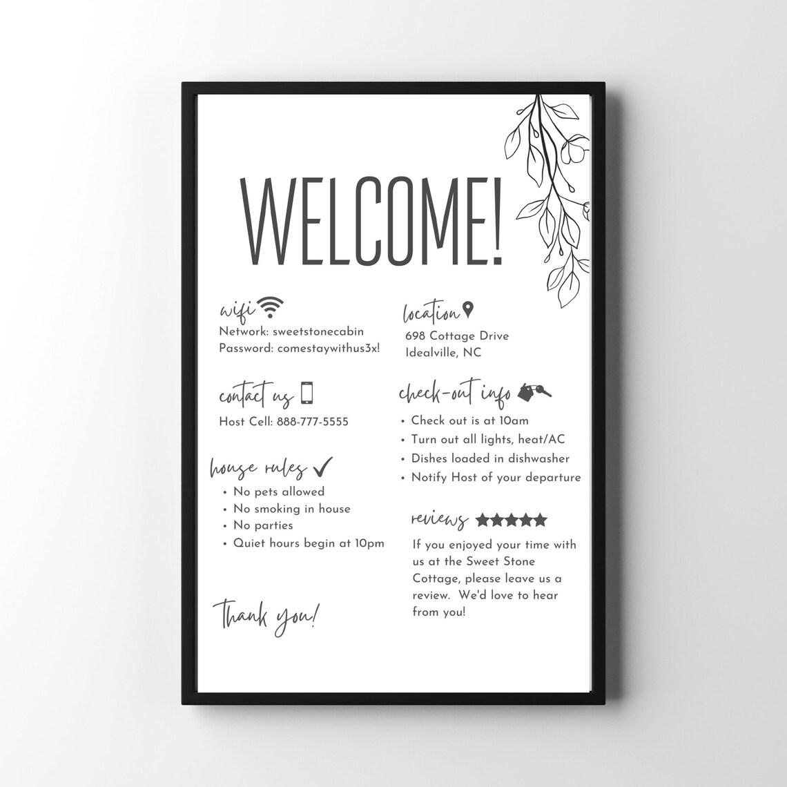 Welcome Sign for Airbnb Hosts, Vacation Rental Printable, Guest Arrival ...