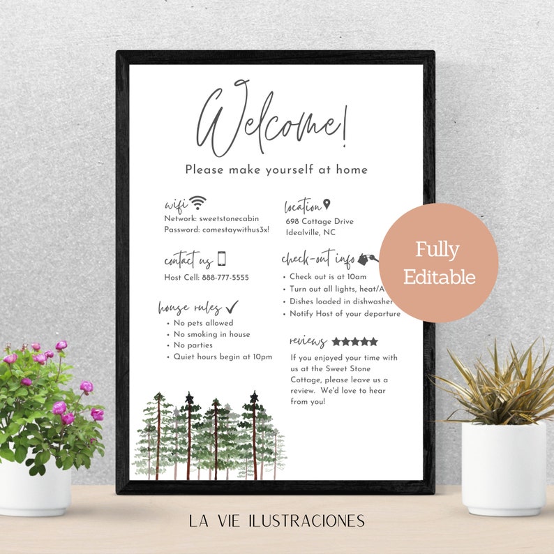 Welcome Sign for Airbnb Hosts, Vacation Rental Printable, Guest Arrival ...