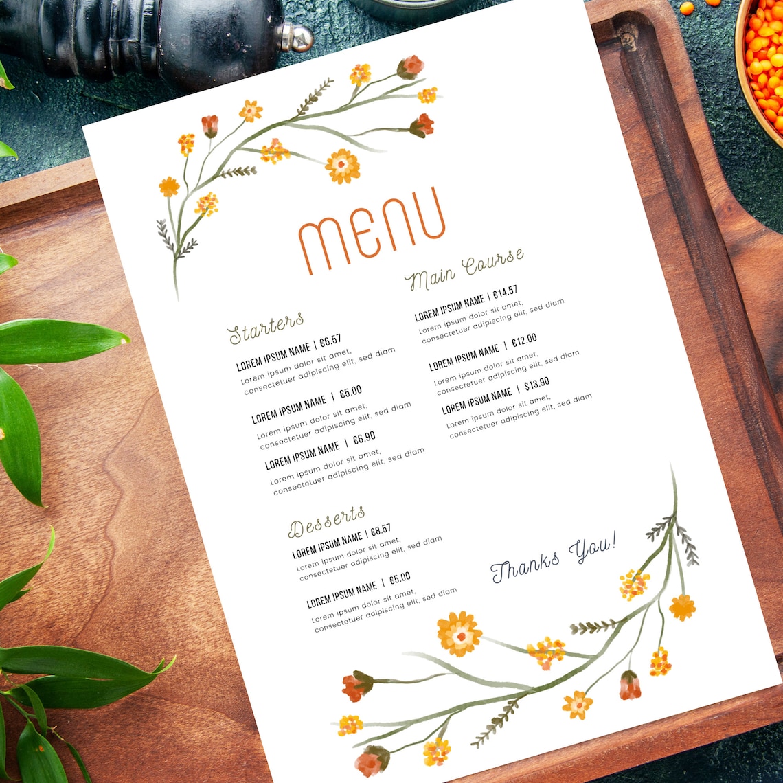 Modern Restaurant Menu Template Bundle, Editable Menu Template ...
