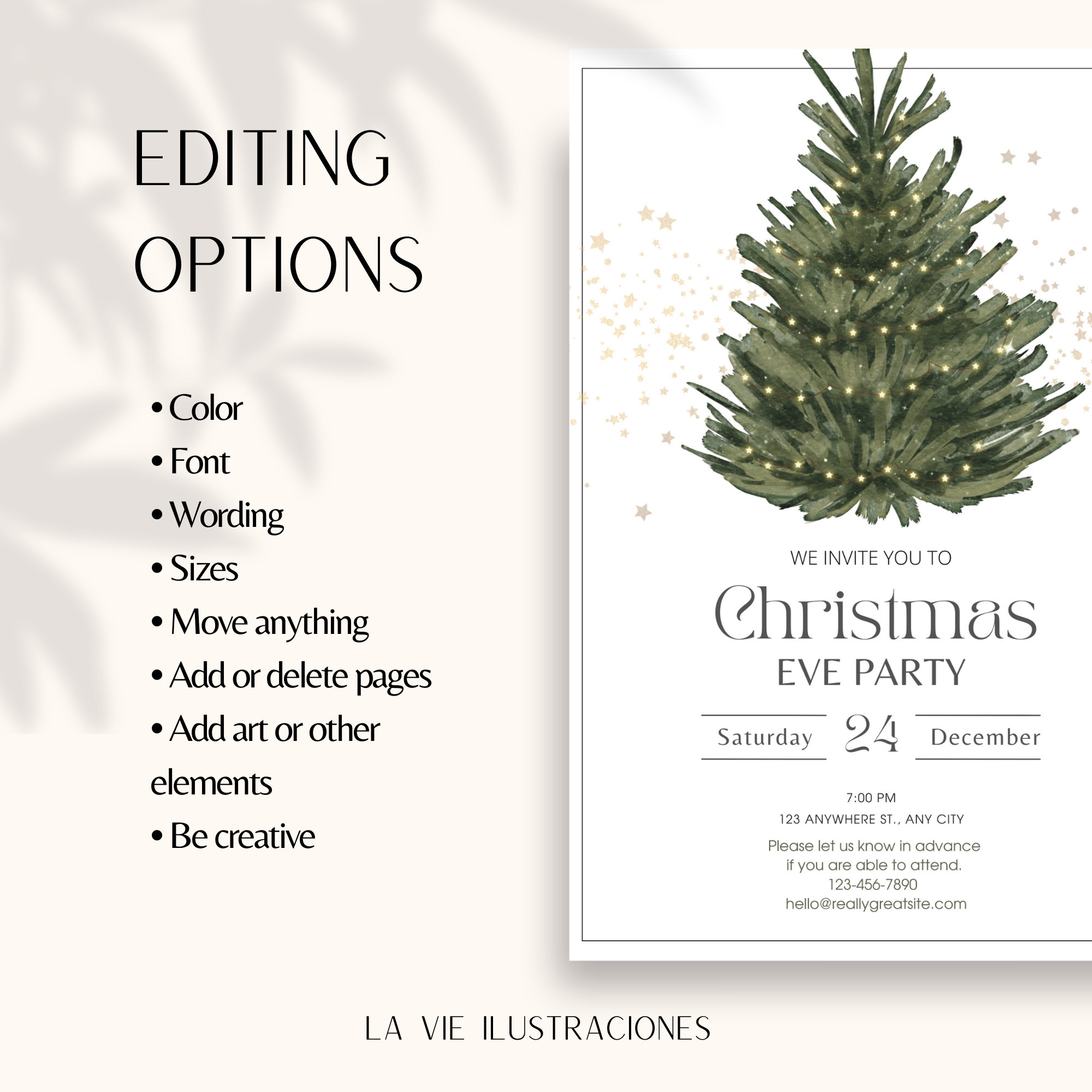 Christmas Party Invitation, Holiday Party Invitation Template, Editable ...