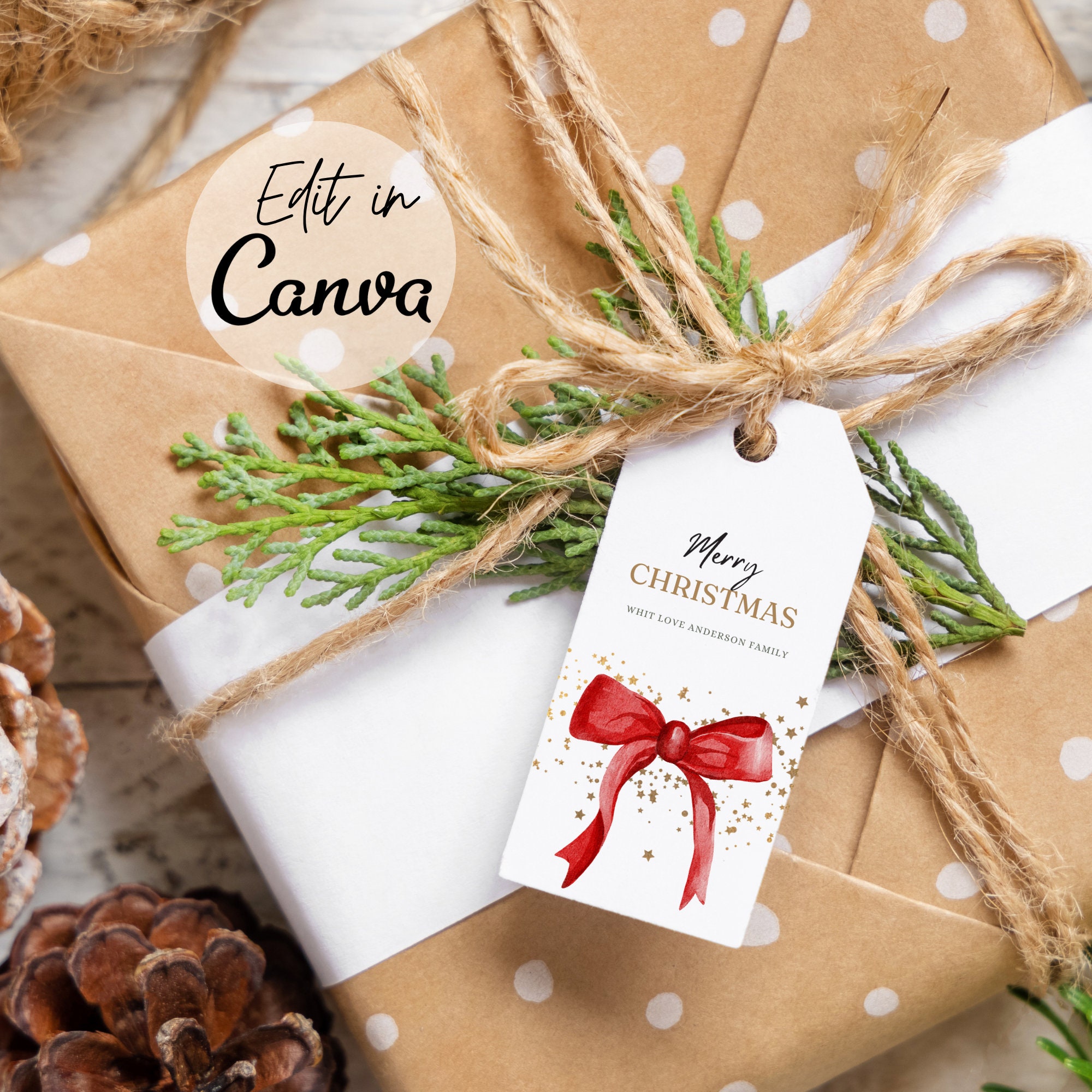 Merry Christmas Gift Tag Printable, Printable Christmas Gift Tag ...