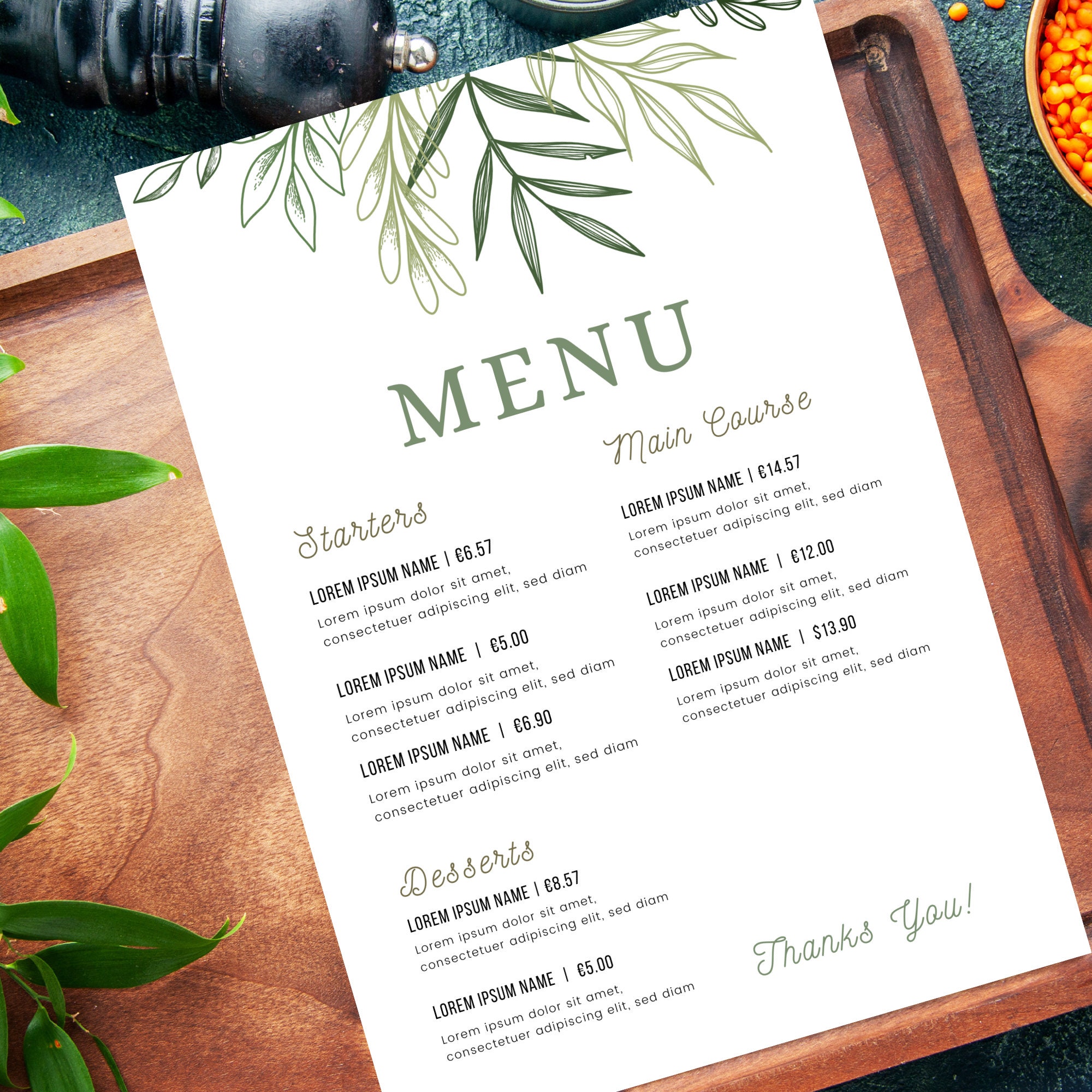 Modern Restaurant Menu Template Bundle, Editable Menu Template ...