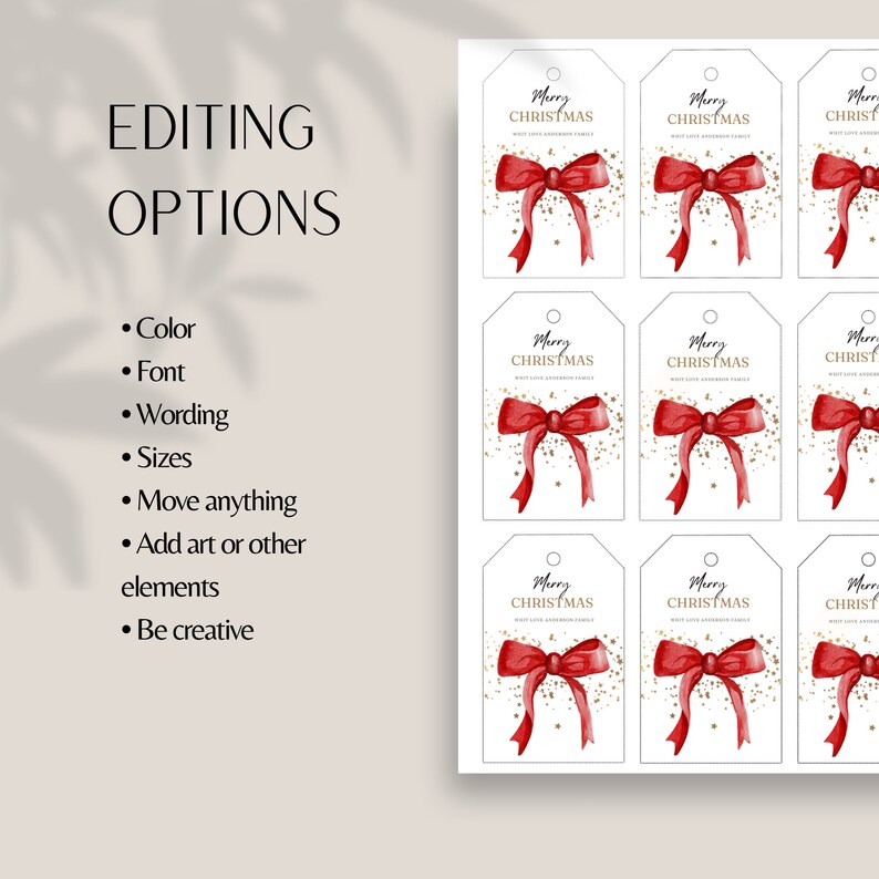 Merry Christmas Gift Tag Printable, Printable Christmas Gift Tag ...