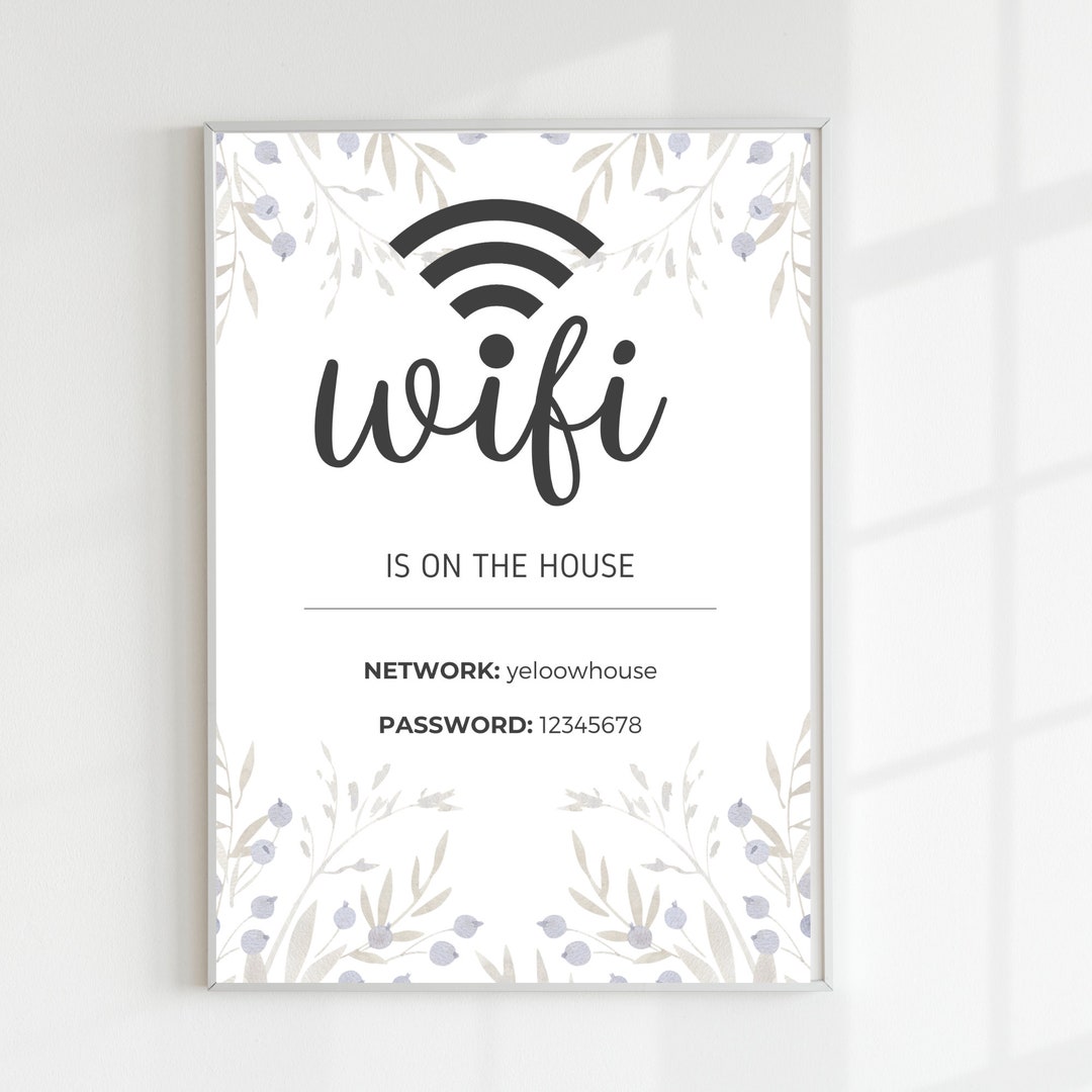 Wifi Password Sign, Printable Wifi PDF, Wifi Template, Airbnb Wifi Sign ...