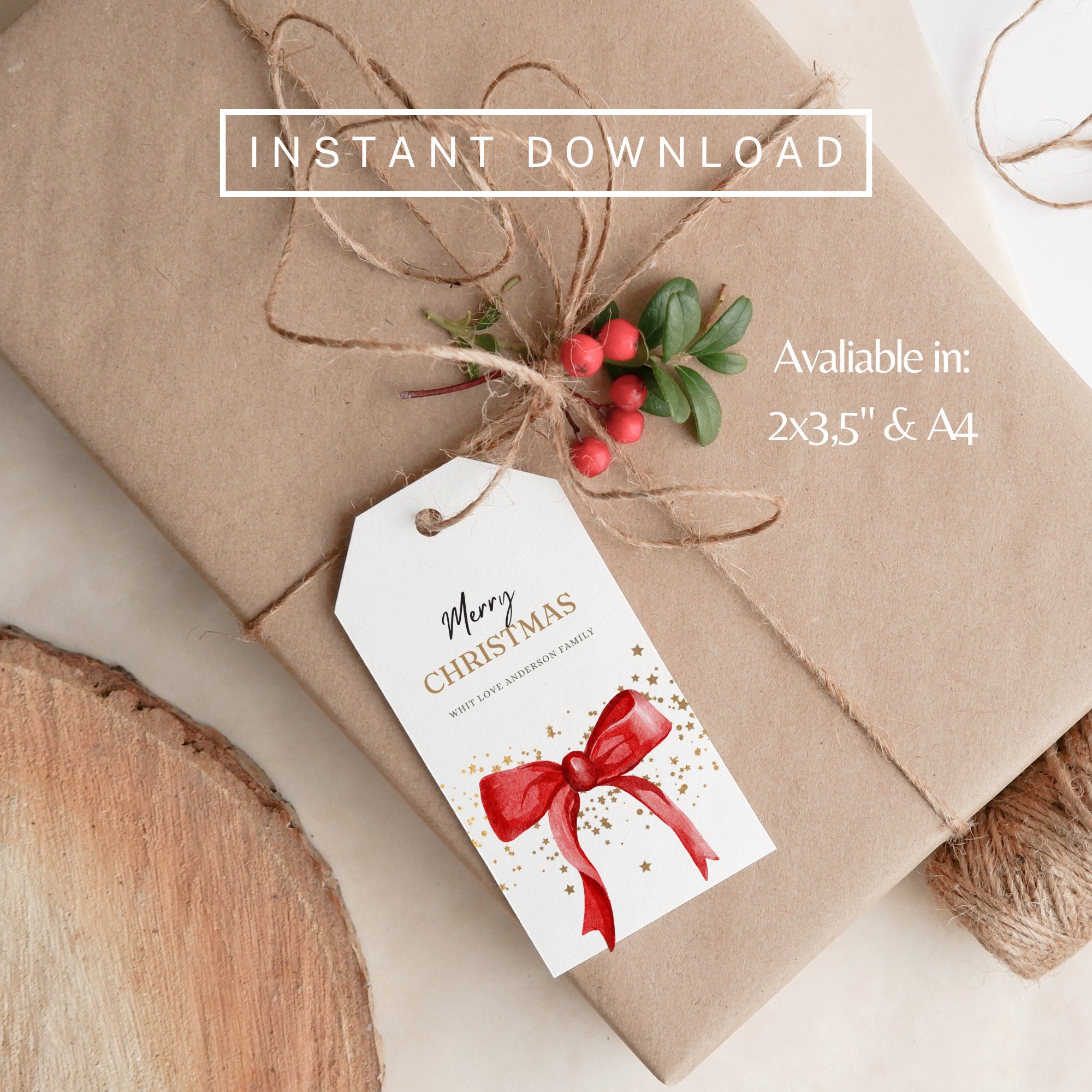 Merry Christmas Gift Tag Printable, Printable Christmas Gift Tag ...