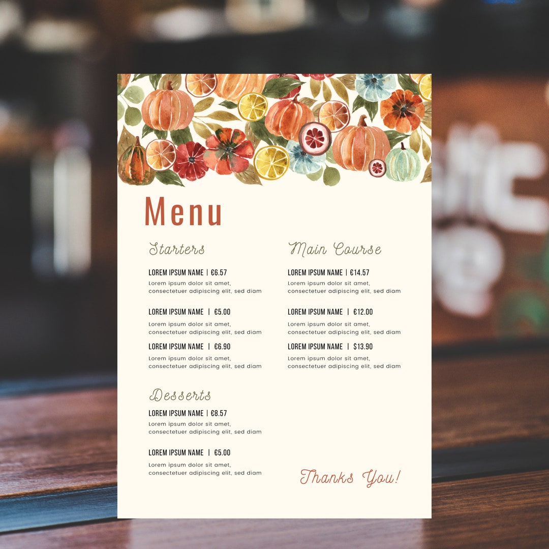 Modern Restaurant Menu Template Bundle, Editable Menu Template ...