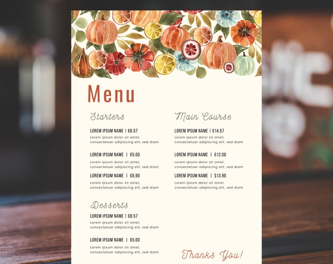 Modern Restaurant Menu Template, Landscape Menu Template, Editable Menu ...