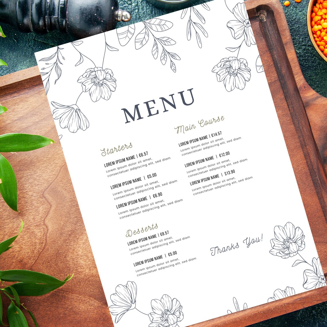 Modern Restaurant Menu Template Bundle, Editable Menu Template ...