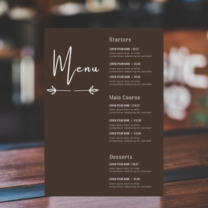 Minimal Restaurant Menu Canva Template, Editable Restaurant Menu ...