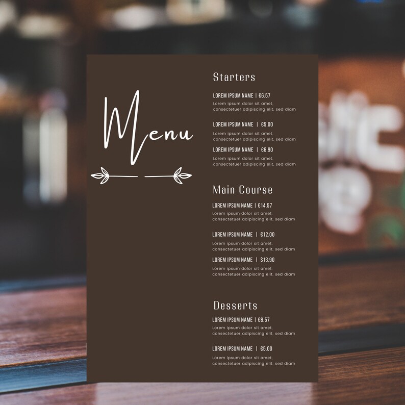 Minimal Restaurant Menu Canva Template, Editable Restaurant Menu ...