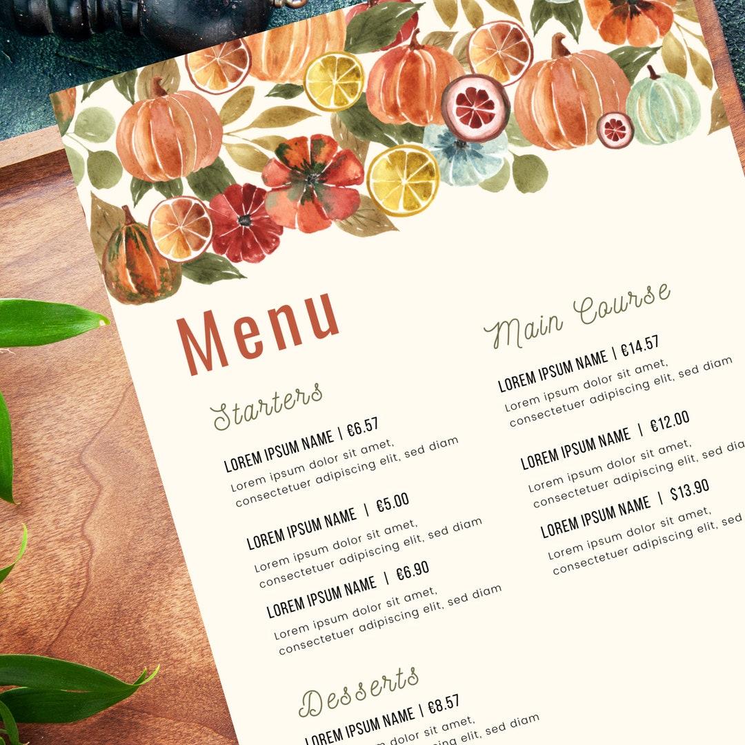 Modern Restaurant Menu Template Bundle, Editable Menu Template ...