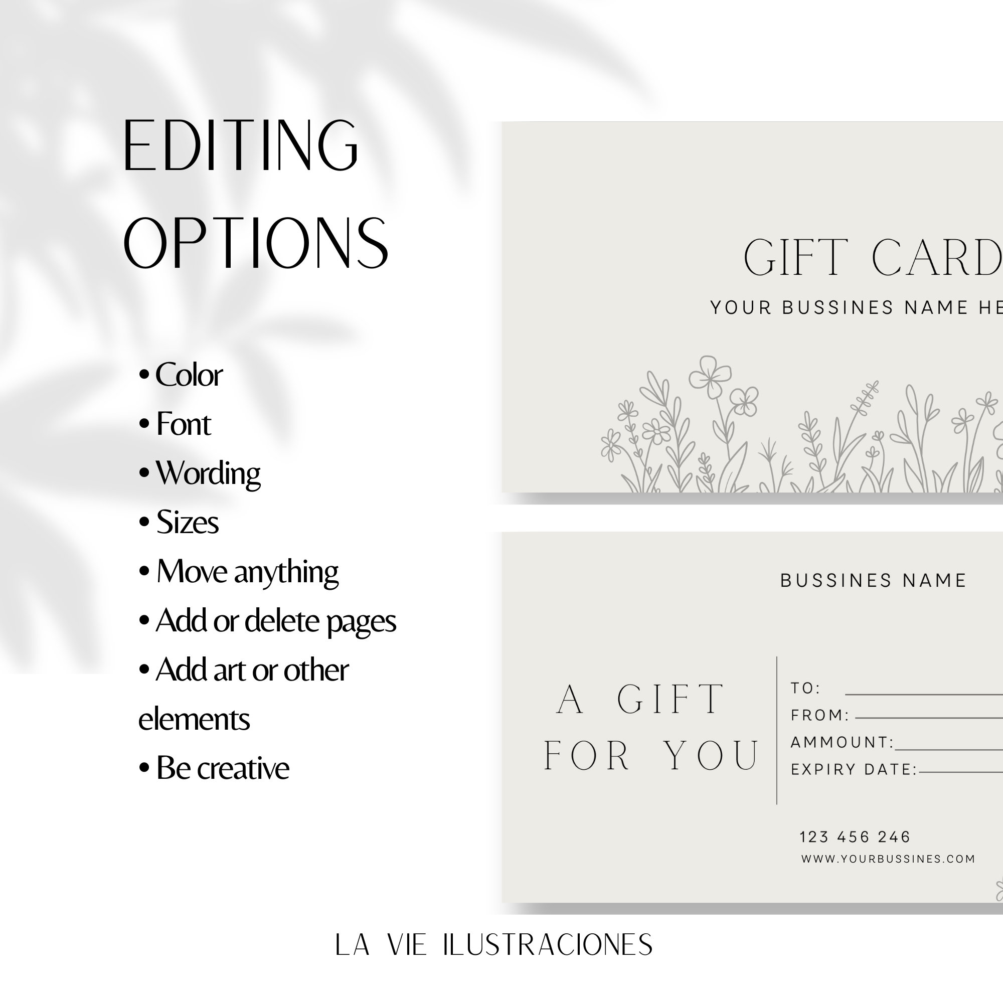 Editable Gift Certificate Template,gift Certificate Template,modern ...