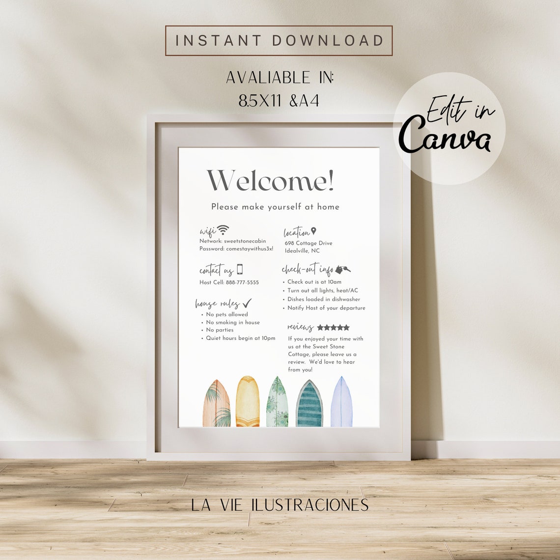 Welcome Sign for Airbnb Hosts, Vacation Rental Printable, Guest Arrival ...