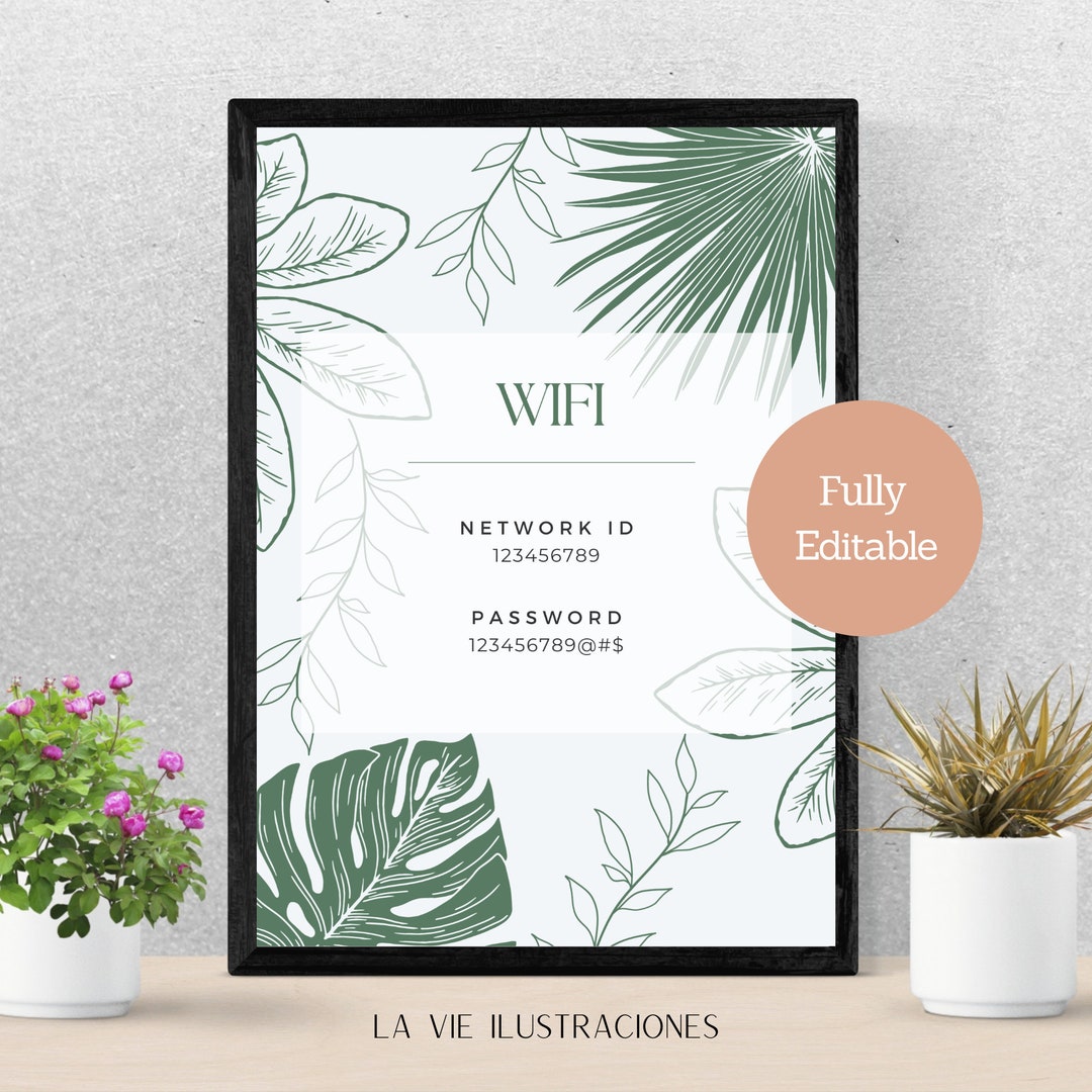Wifi Password Sign Tropical, Printable Wifi PDF, Wifi Template, Airbnb ...