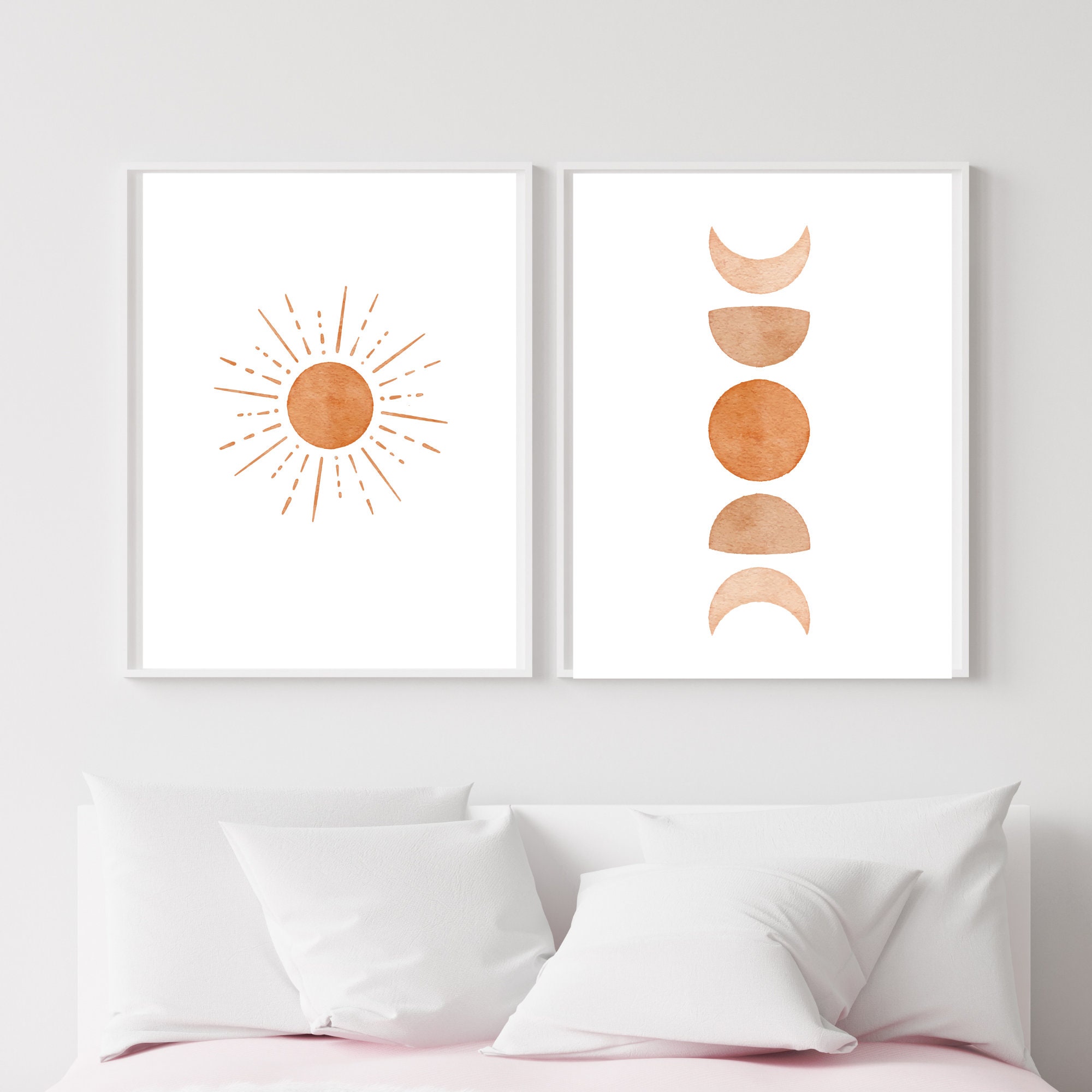 Boho Simple Wall Art Decor Printable Boho Sun and Rainbow Wall Art ...