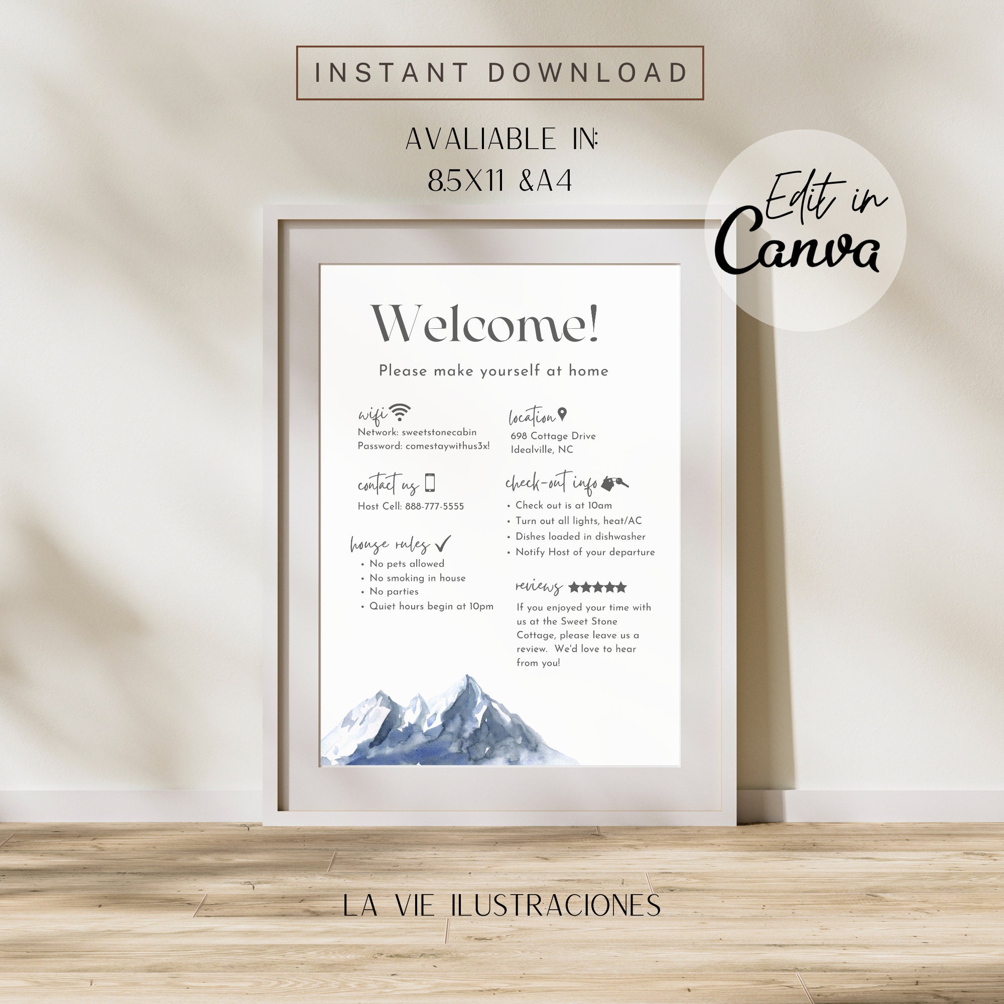 Welcome Sign for Airbnb Hosts, Vacation Rental Printable, Guest Arrival ...