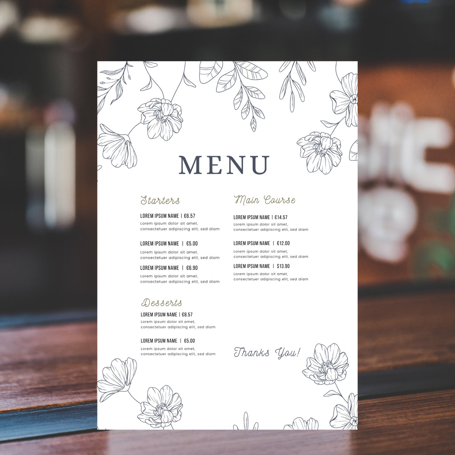 Modern Restaurant Menu Template Bundle, Editable Menu Template ...