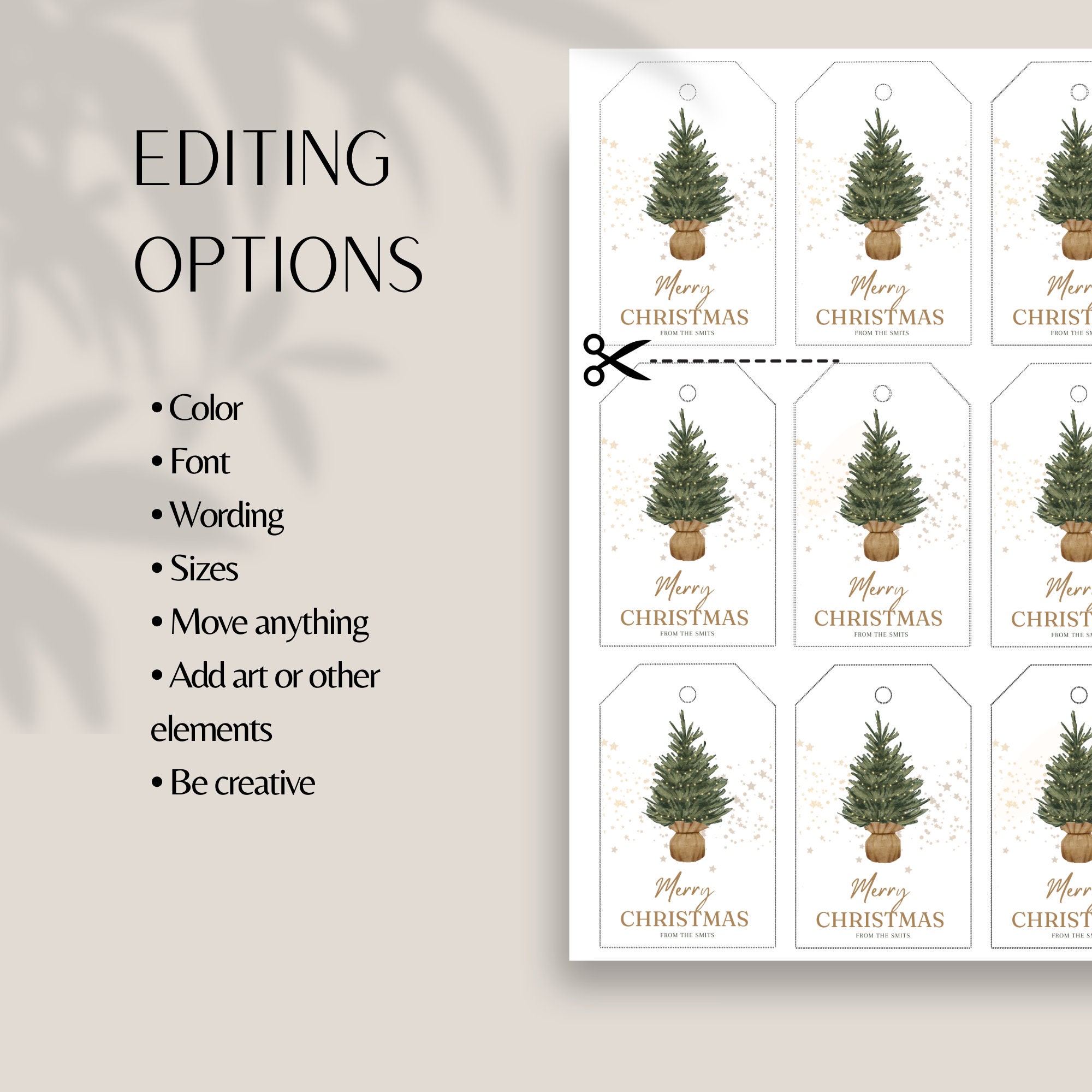 Merry Christmas Gift Tag Printable, Printable Christmas Gift Tag ...