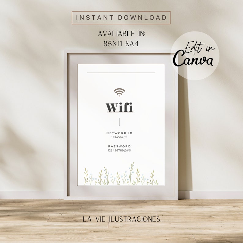 Wifi Password Sign, Printable Wifi PDF, Wifi Template, Airbnb Wifi Sign ...